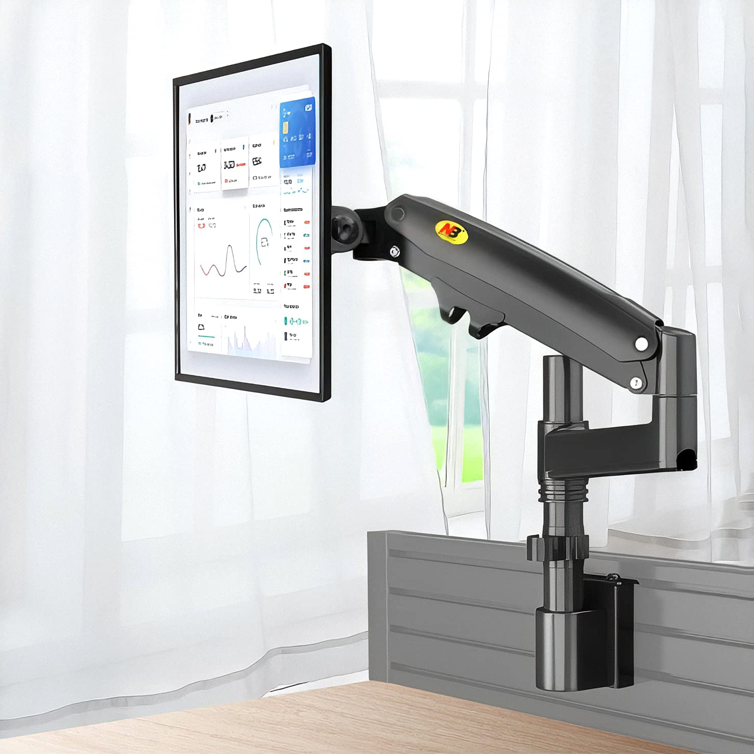 Buy NB North Bayou Partition Rail Mount Full Motion Swivel Monitor Arm ...