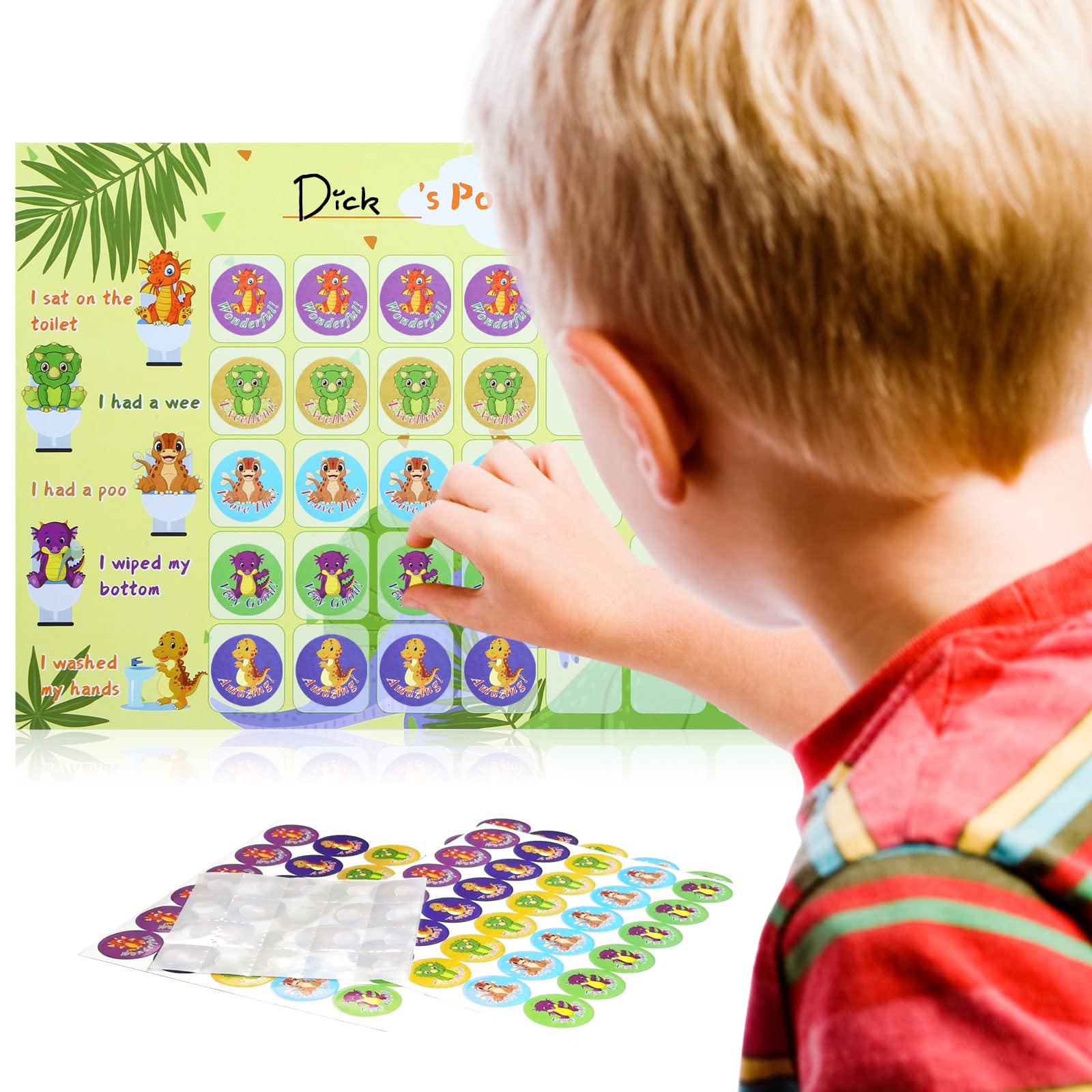 Snapklik.com : GWHOLE Dinosaur Potty Training Chart For Toddlers Boys ...