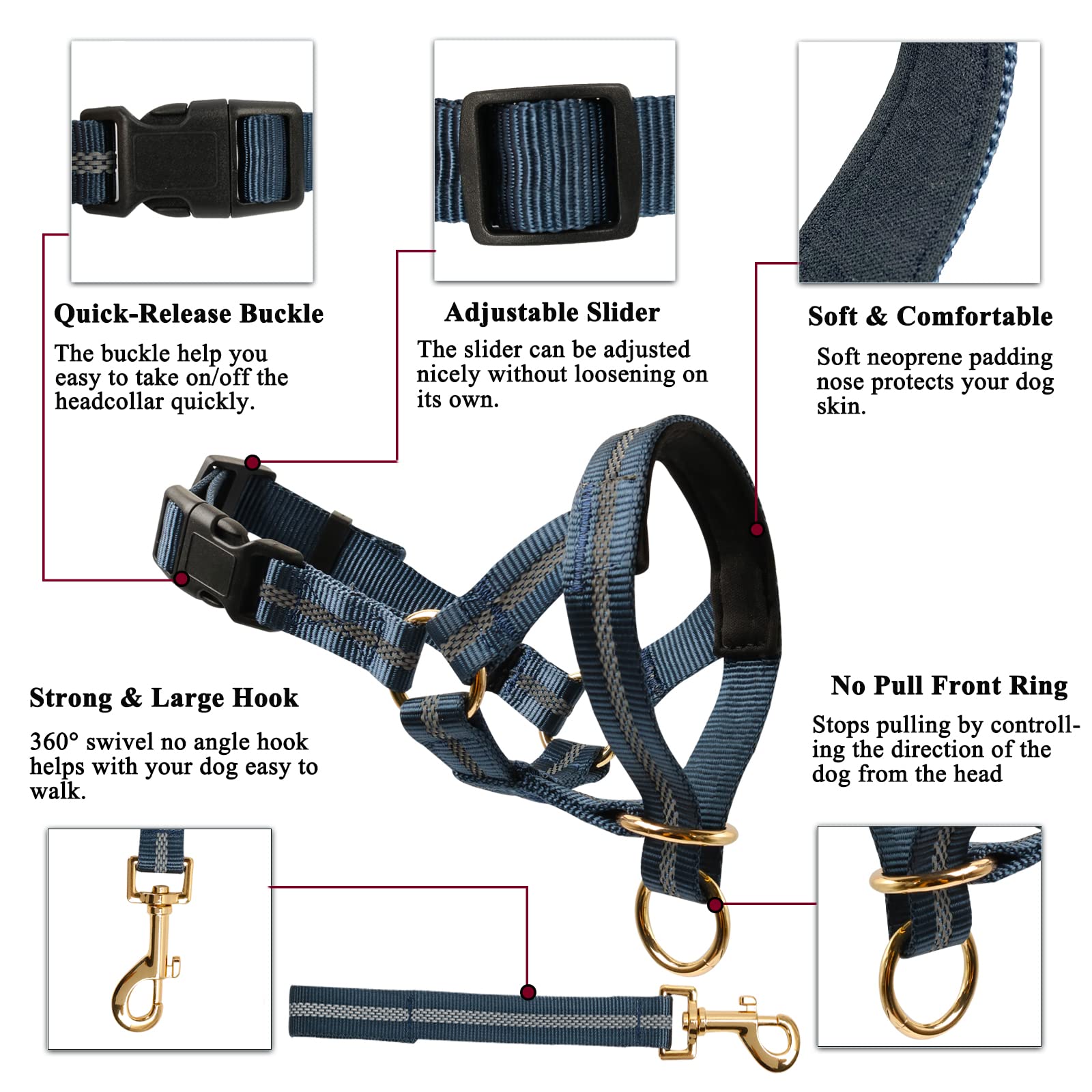 Snapklik.com : BARKLESS Dog Head Collar, No Pull Dog Halter