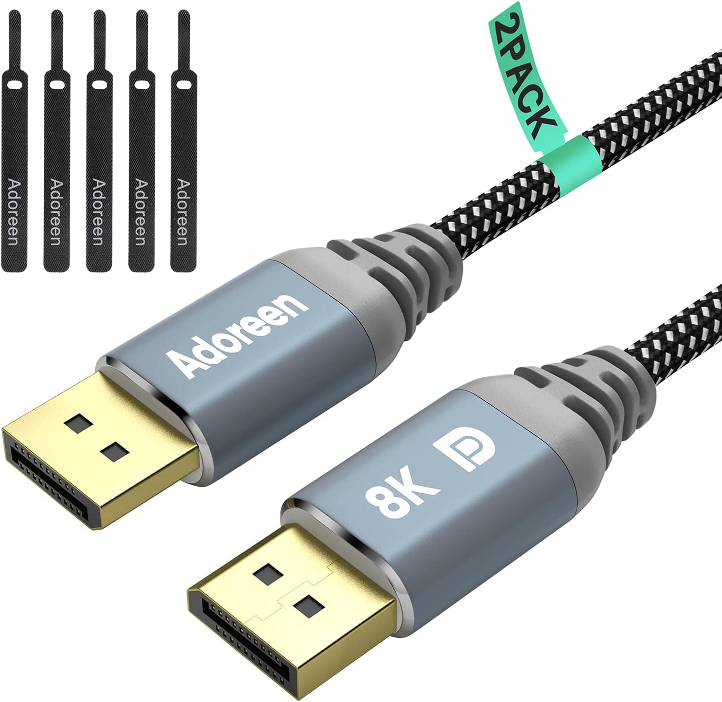 Amazon 8K DisplayPort Cable 8 Feet 2 Pack Adoreen Braided DP To