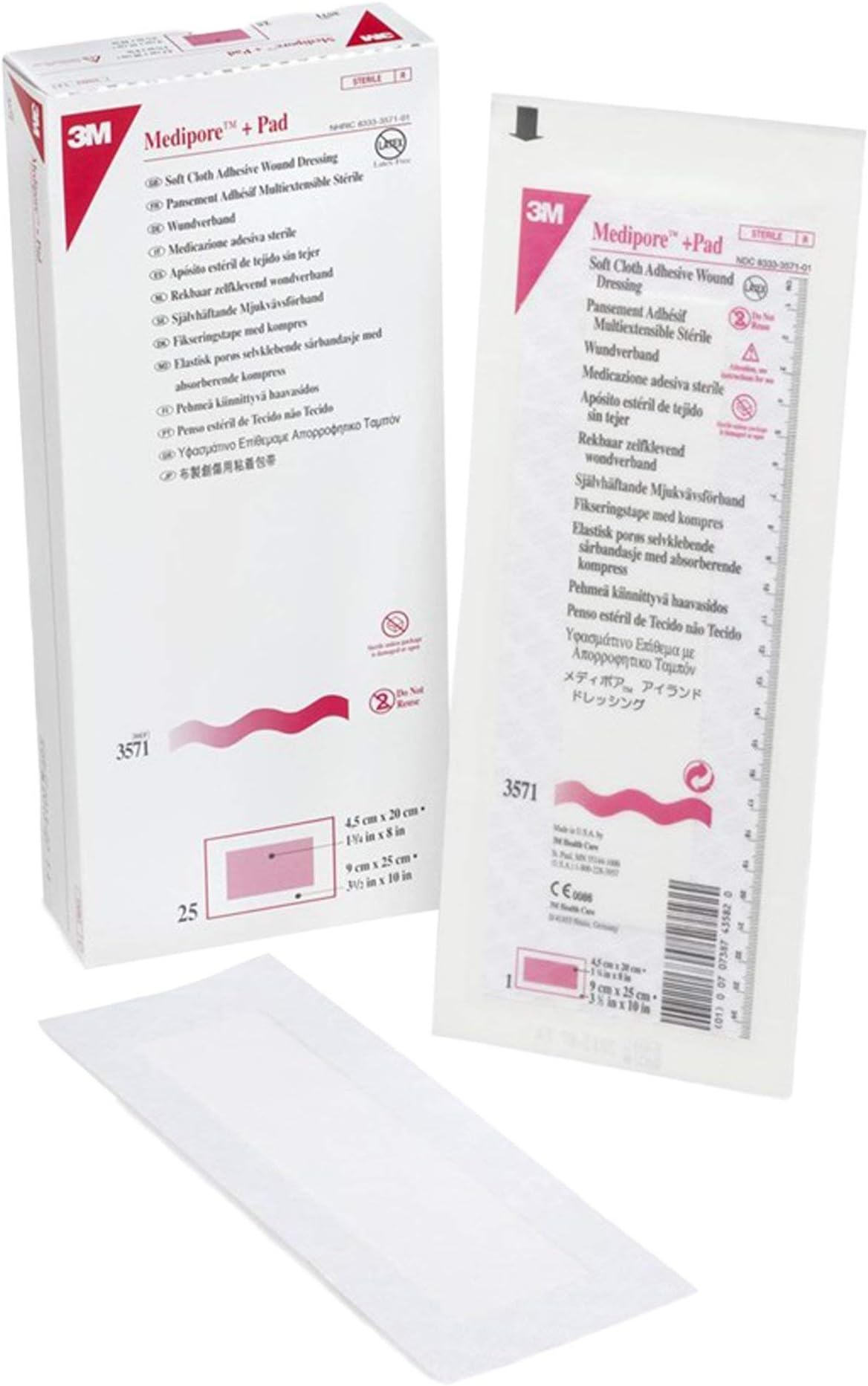 Amazon.com: Box of 50 3M Medipore +Pad Soft Cloth Adhesive Wound ...
