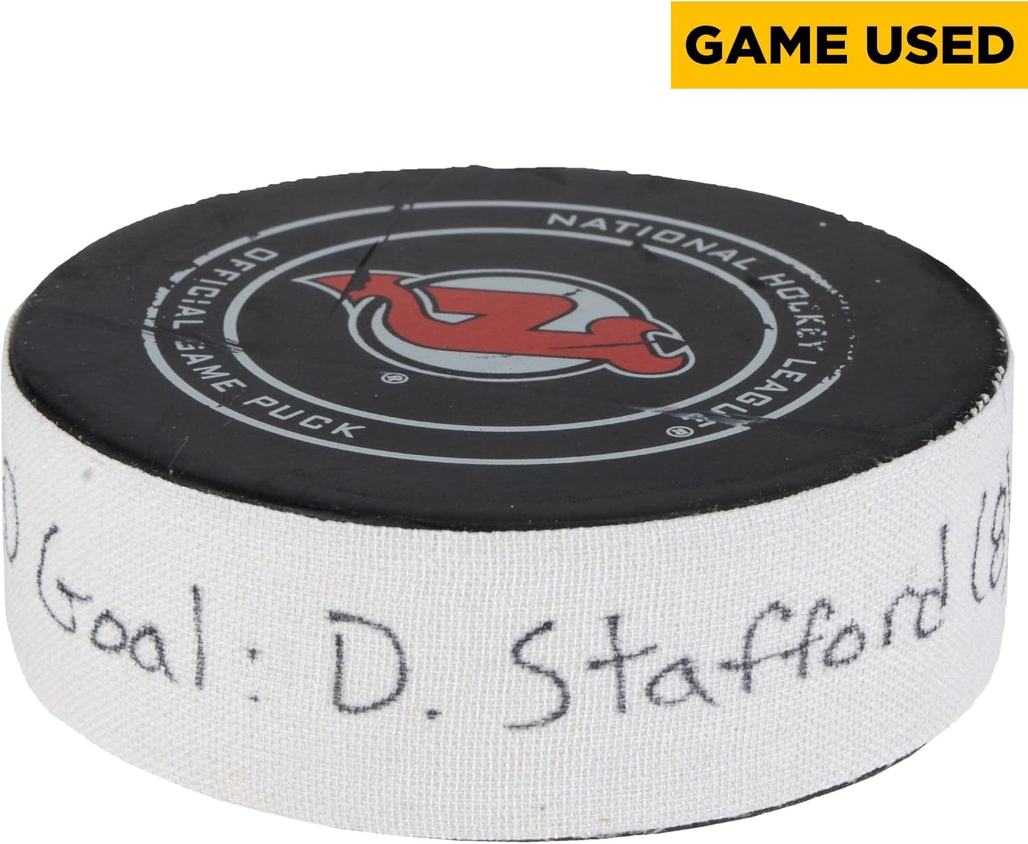 Drew Stafford New Jersey Devils Game-Used Goal Puck from February 1 ...