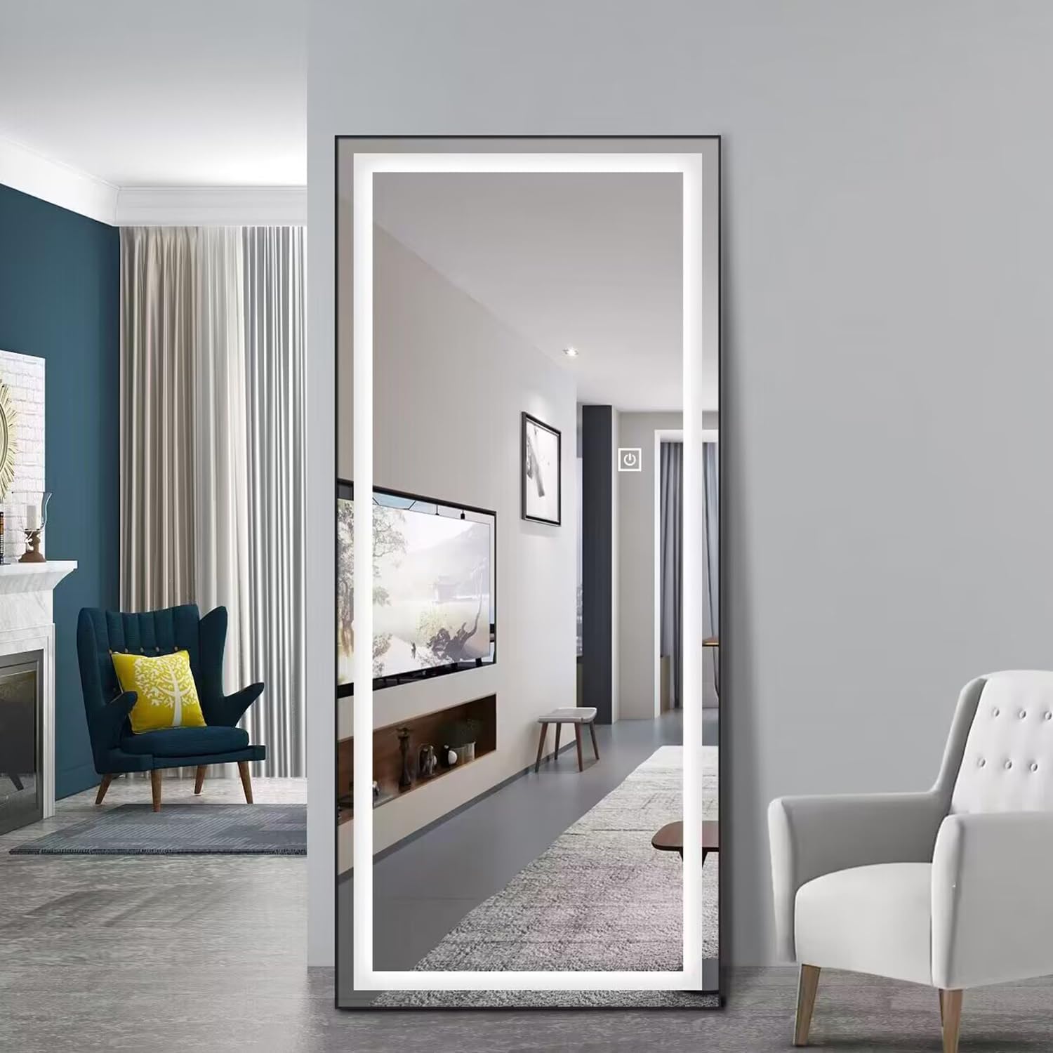 Amazon.com: Tacomany 65x22 inch Framed Led Mirror for Wall Color ...