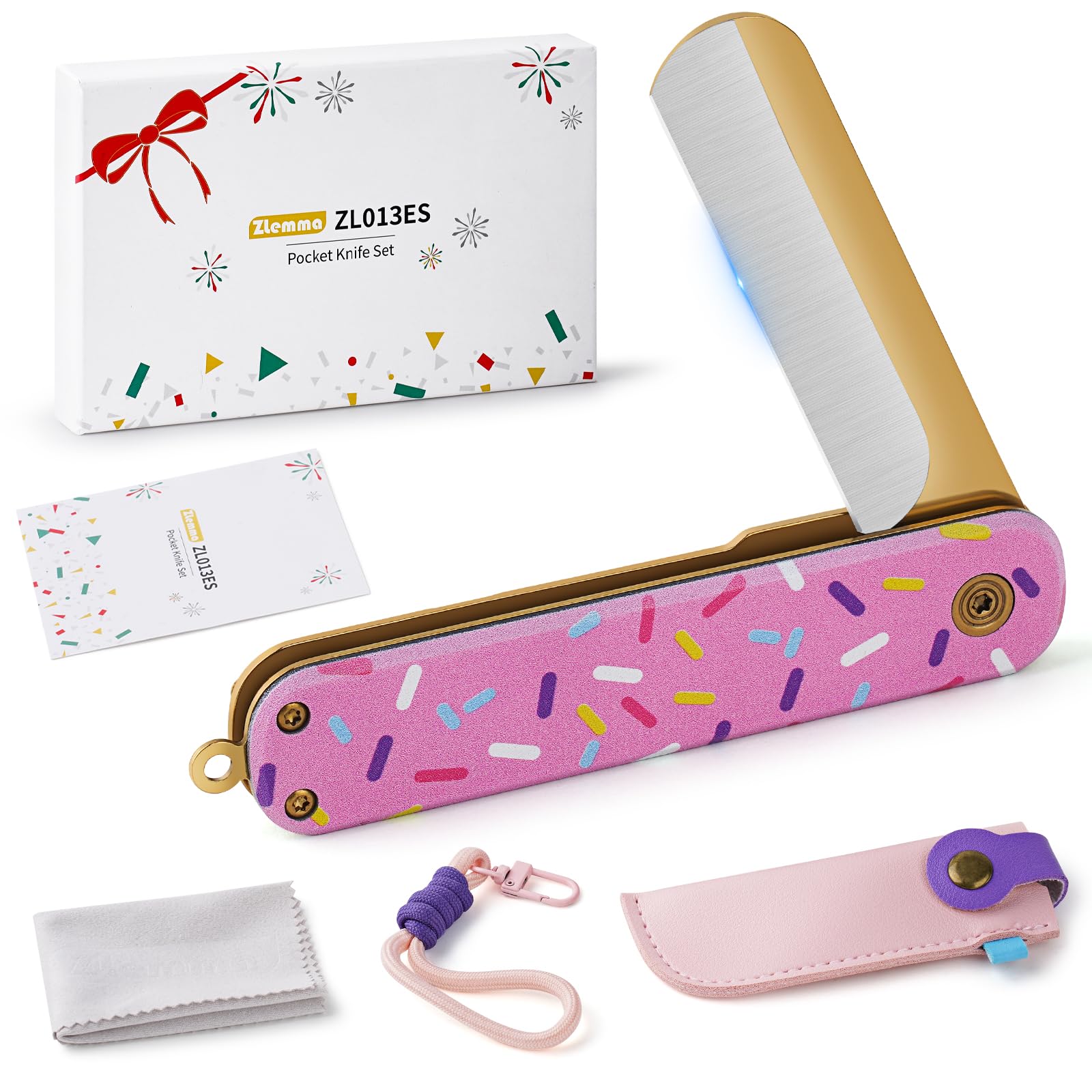 Amazon.com: ZLemma Pocket Knife Set with Clip & Sheath, Lanyard, First ...