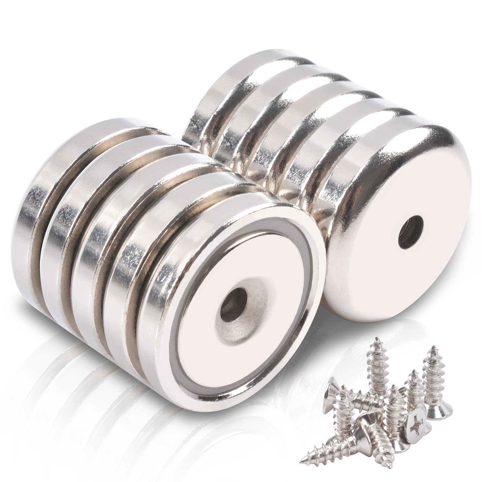 MIN CI 10 Pack Neodymium Disc Countersunk Hole Magnets Heavy Duty ...