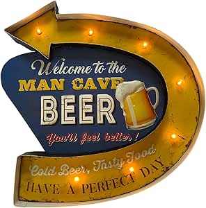 Amazon.com: Clovers Garden Man Cave Beer Sign - Light Up Metal Vintage ...