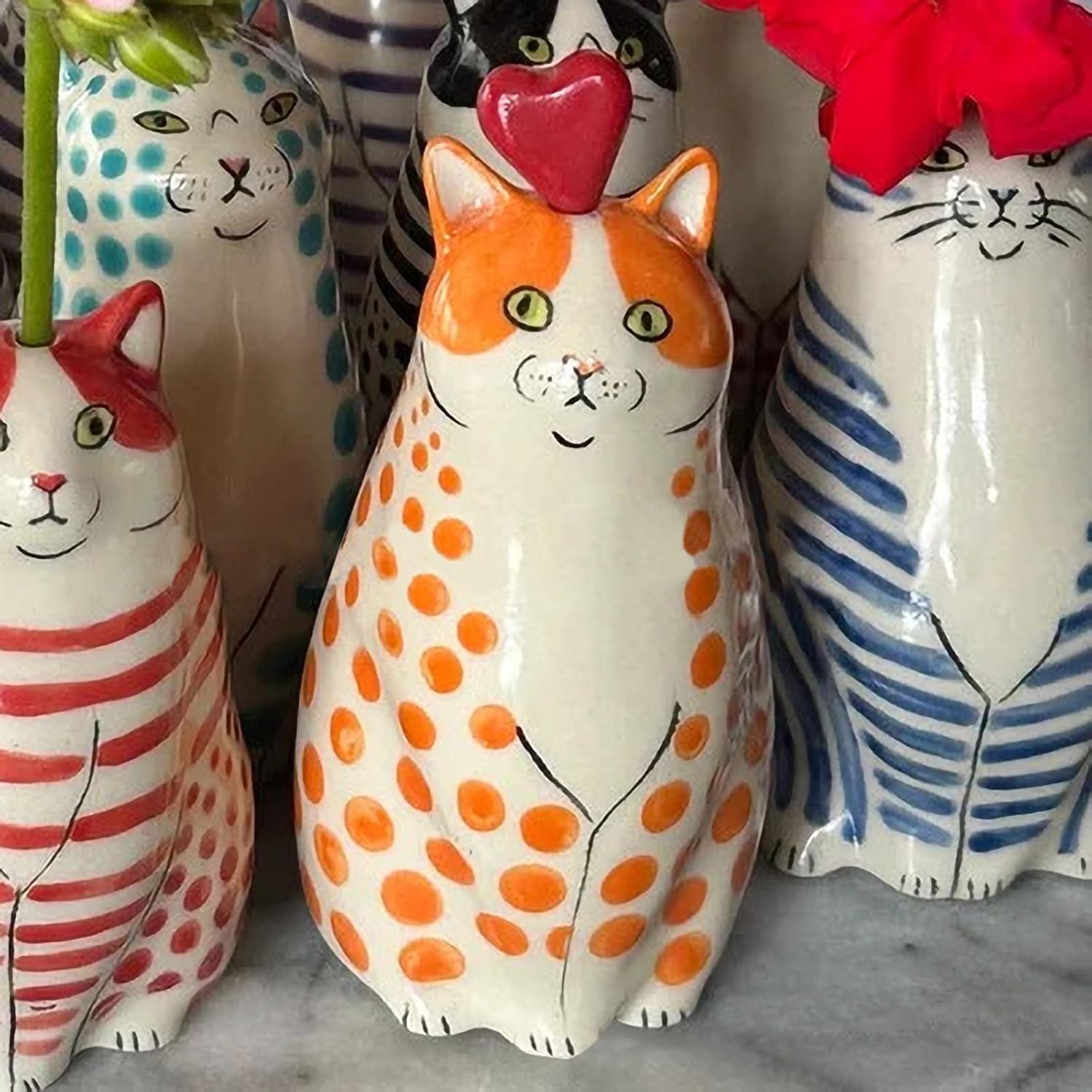 Amazon.com: Vikakiooze Cute Polka Dot Cat Vase - Cat Lovers Gift, Funy ...