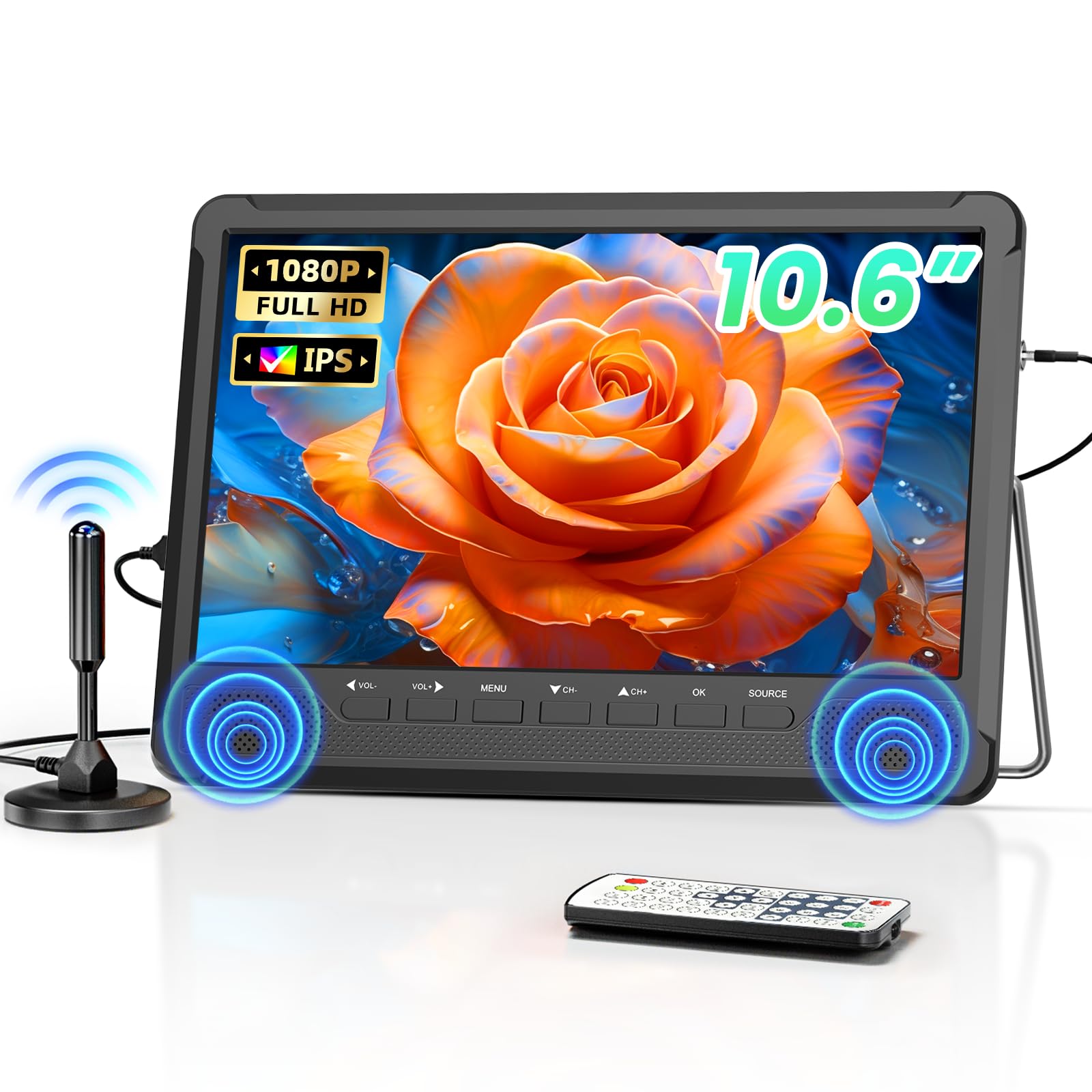 Amazon.com: Desobry 10.6" Small TV, 1080P Portable TV with Detachable ...