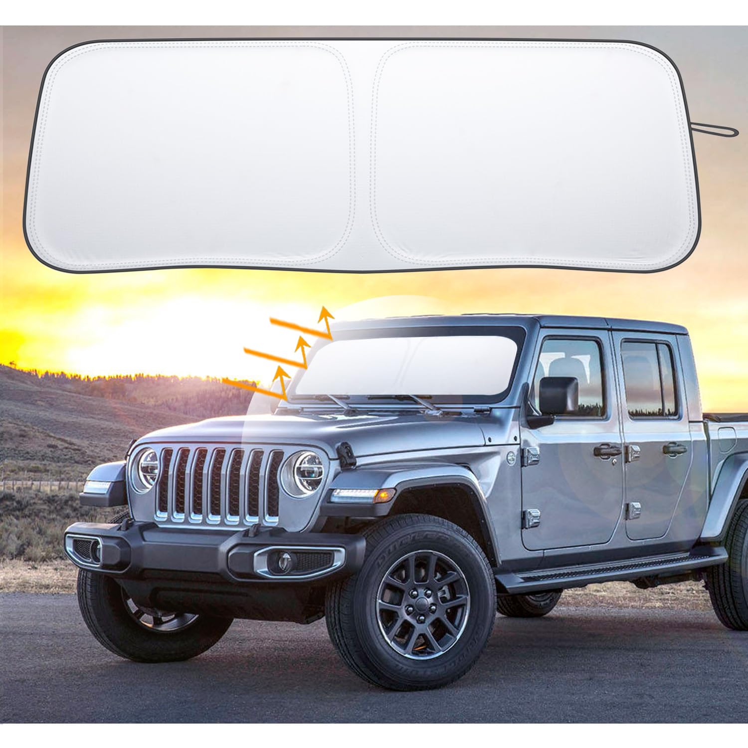 Snapklik.com : Premium Windshield Sun Shade For 2018-2024 Jeep Wrangler ...