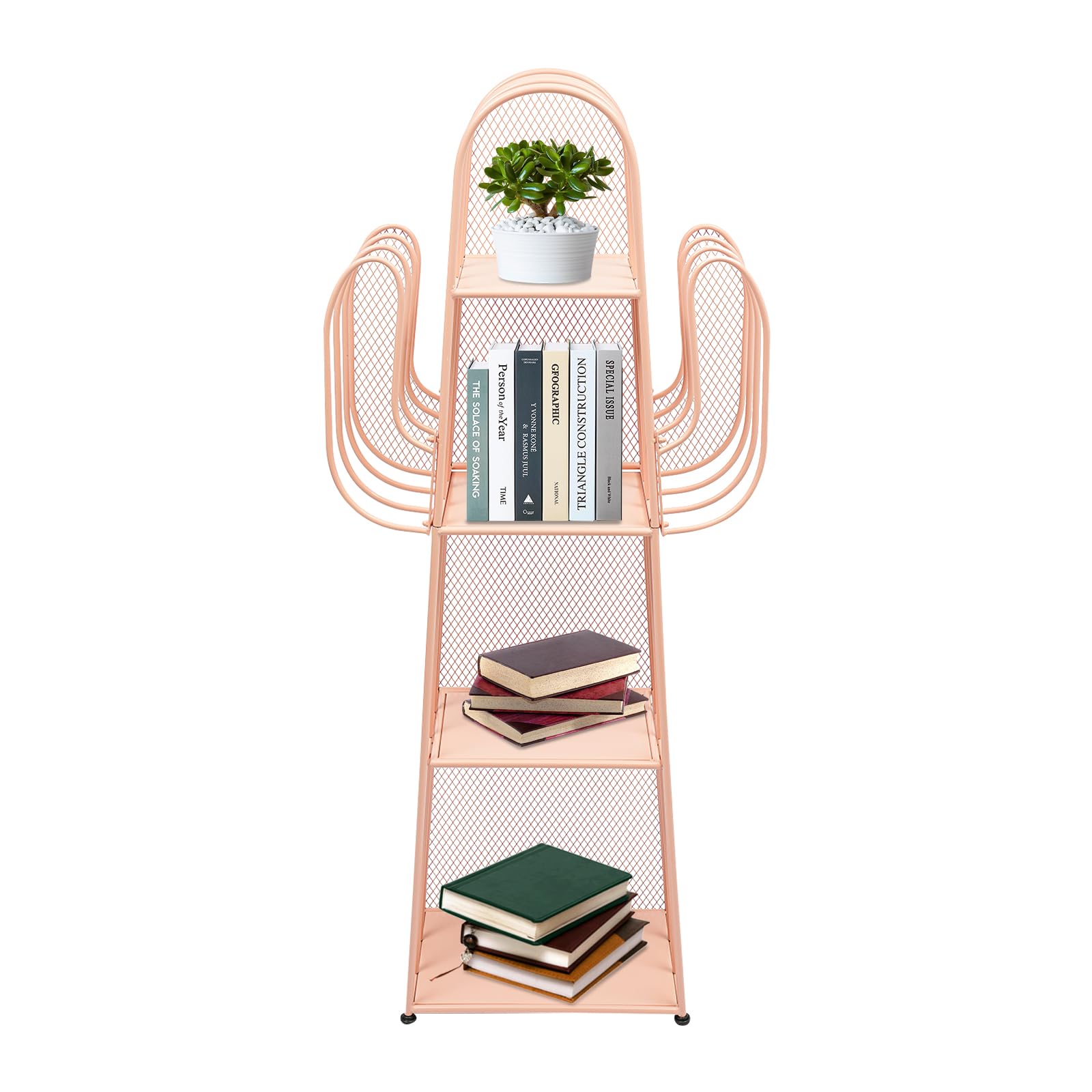 Amazon.com: Bitodd Metal Openwork Cactus Ladder Bookcase, 4 Tier Floor ...