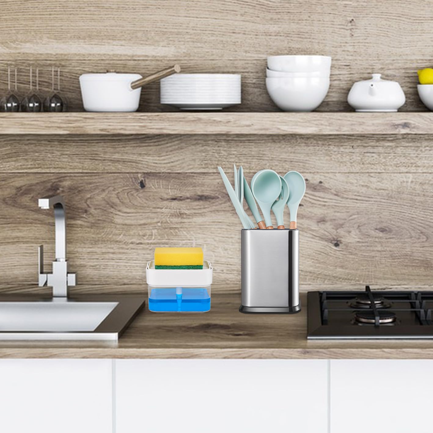 Snapklik.com : RedCall Kitchen Utensil Holder Countertop & Dish Soap ...