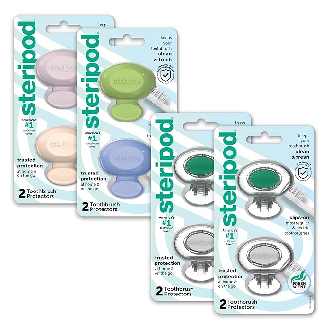 Amazon.com: Steripod Clip-On Toothbrush Protector Exclusive Multi Color ...