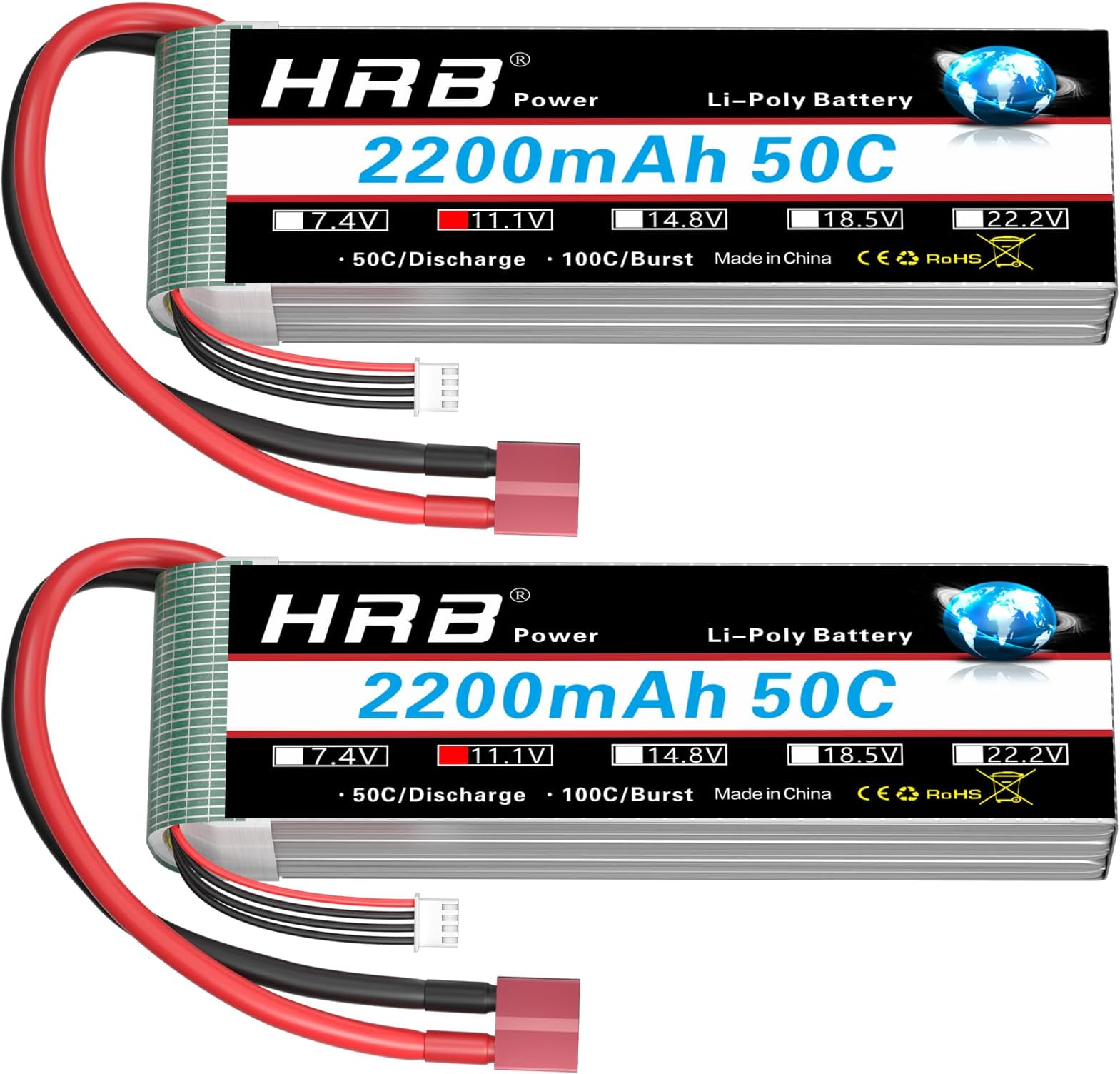 Amazon.com: HRB 2pcs 3S 2200mAh Lipo Battery 50C Shorty T 11.1V RC Lipo Battery Compatible with ...