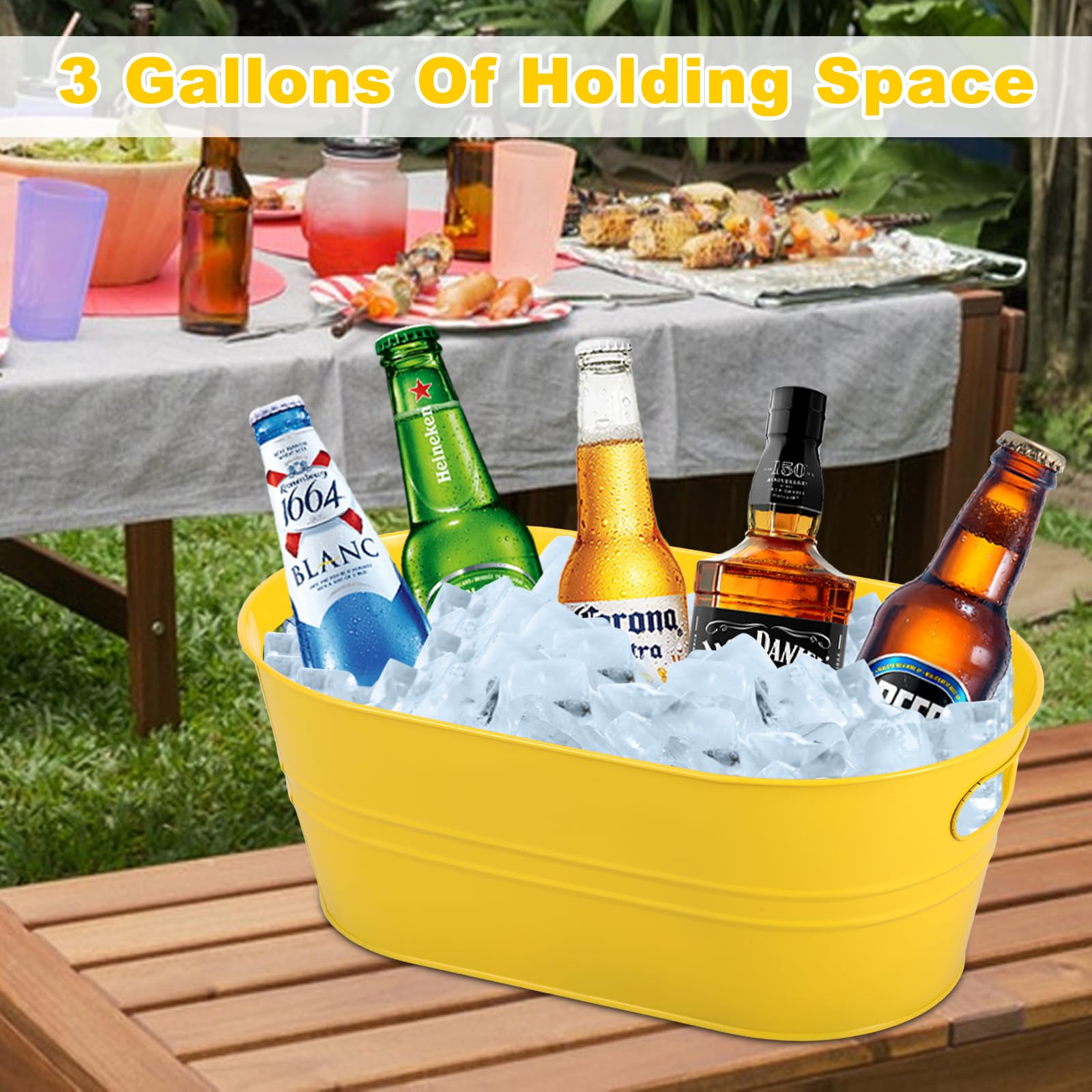Snapklik.com : 4Pcs 3 Gallon Yellow Galvanized Bucket Ice Bucket Large ...