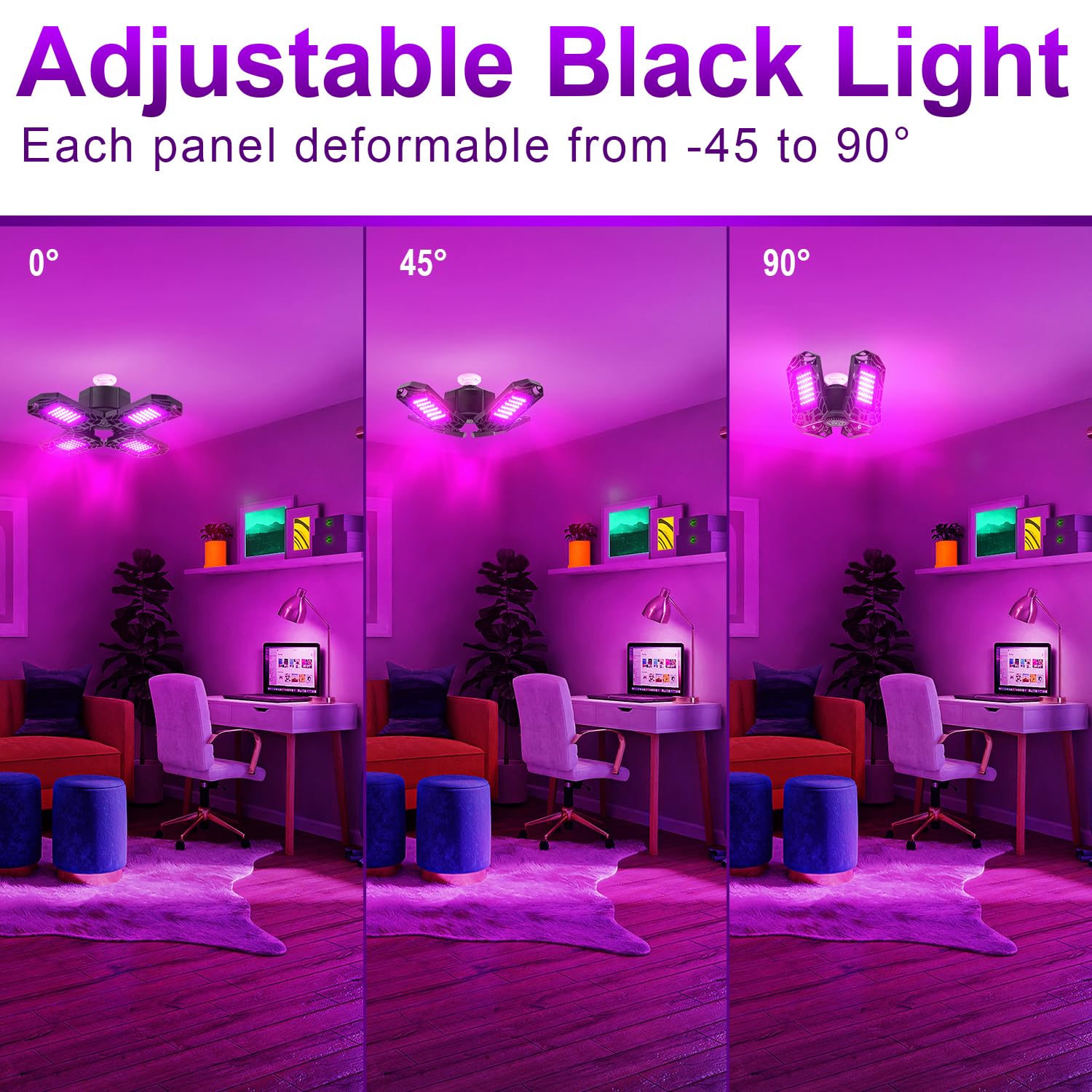 Snapklik.com : TENDIST Deformable LED Black Light 60W, 4 Pack Blacklight