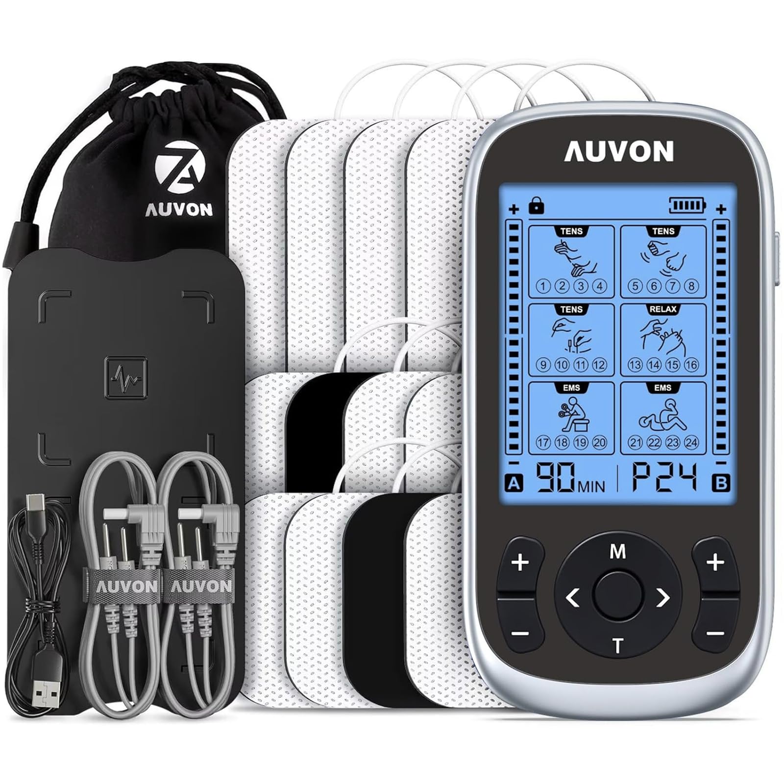 Amazon.com: AUVON 3-in-1 TENS Unit Muscle Stimulator, EMS Massage ...