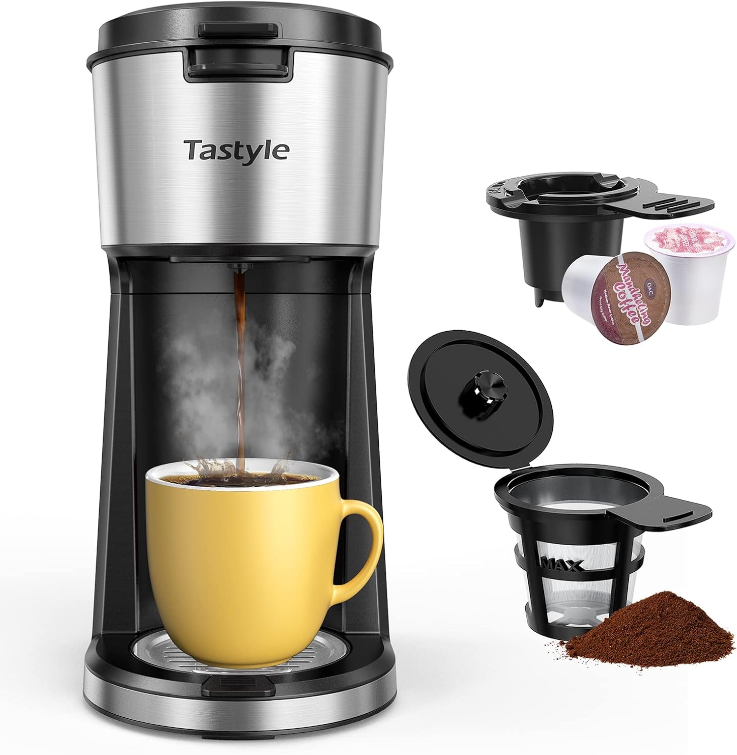 Amazon.com: Tastyle Single Serve Coffee Maker for K Cup & Ground Coffee ...