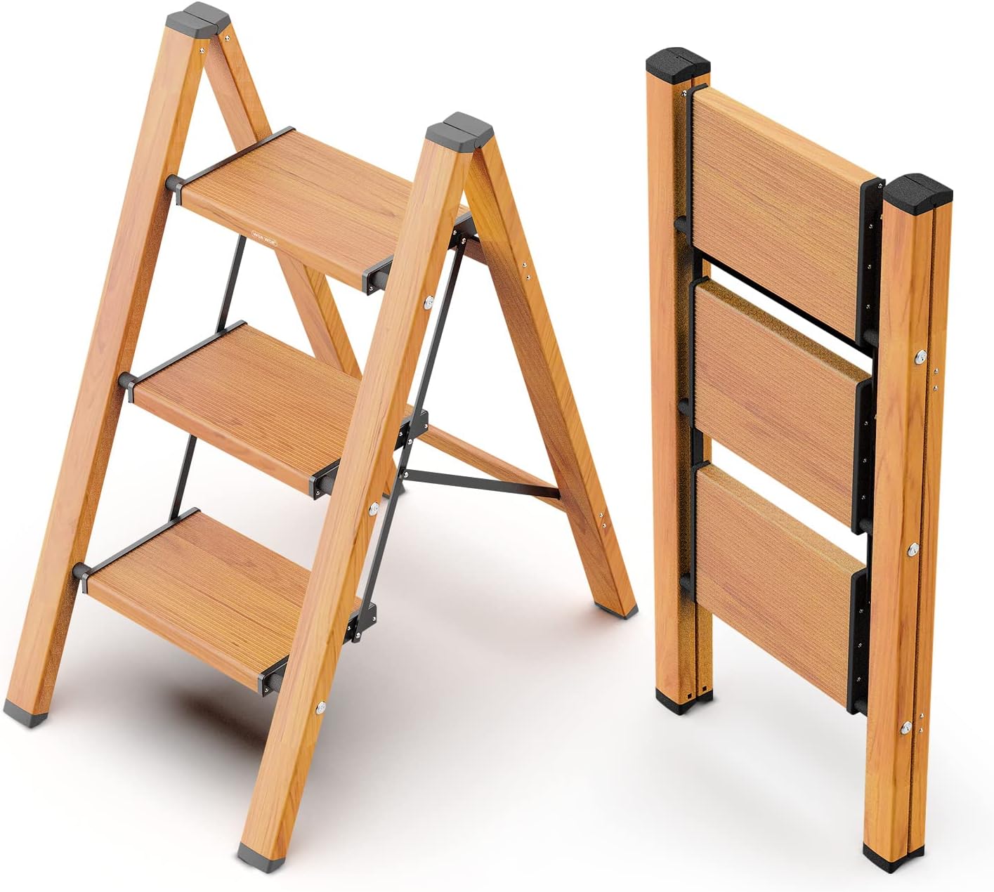 Amazon.com: WOA WOA 3 Step Ladder, Lightweight Aluminum Stepladder with ...