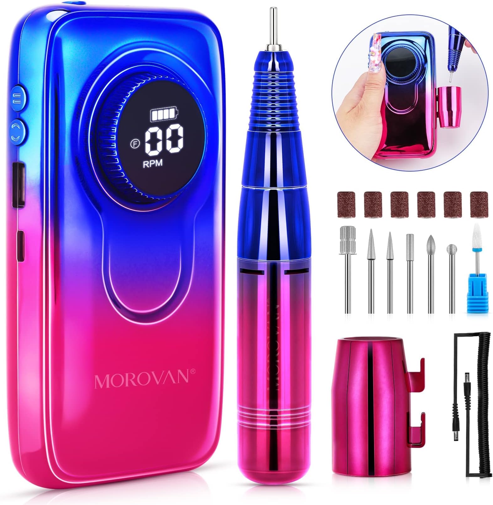 Amazon.com: Morovan Electric Nail Drill - 35000 RPM Nail Drill Machine ...