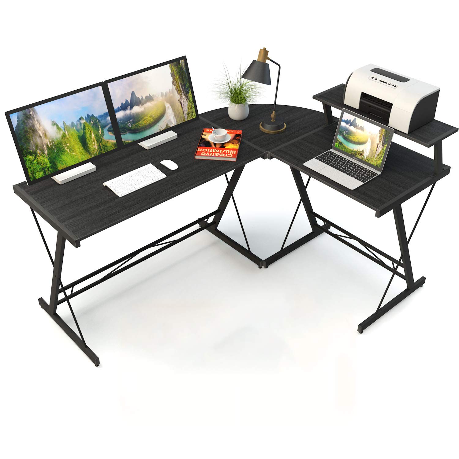 Buy COSYLAND L Shaped Computer Corner Desk 63" Oversized 22" Width Home ...