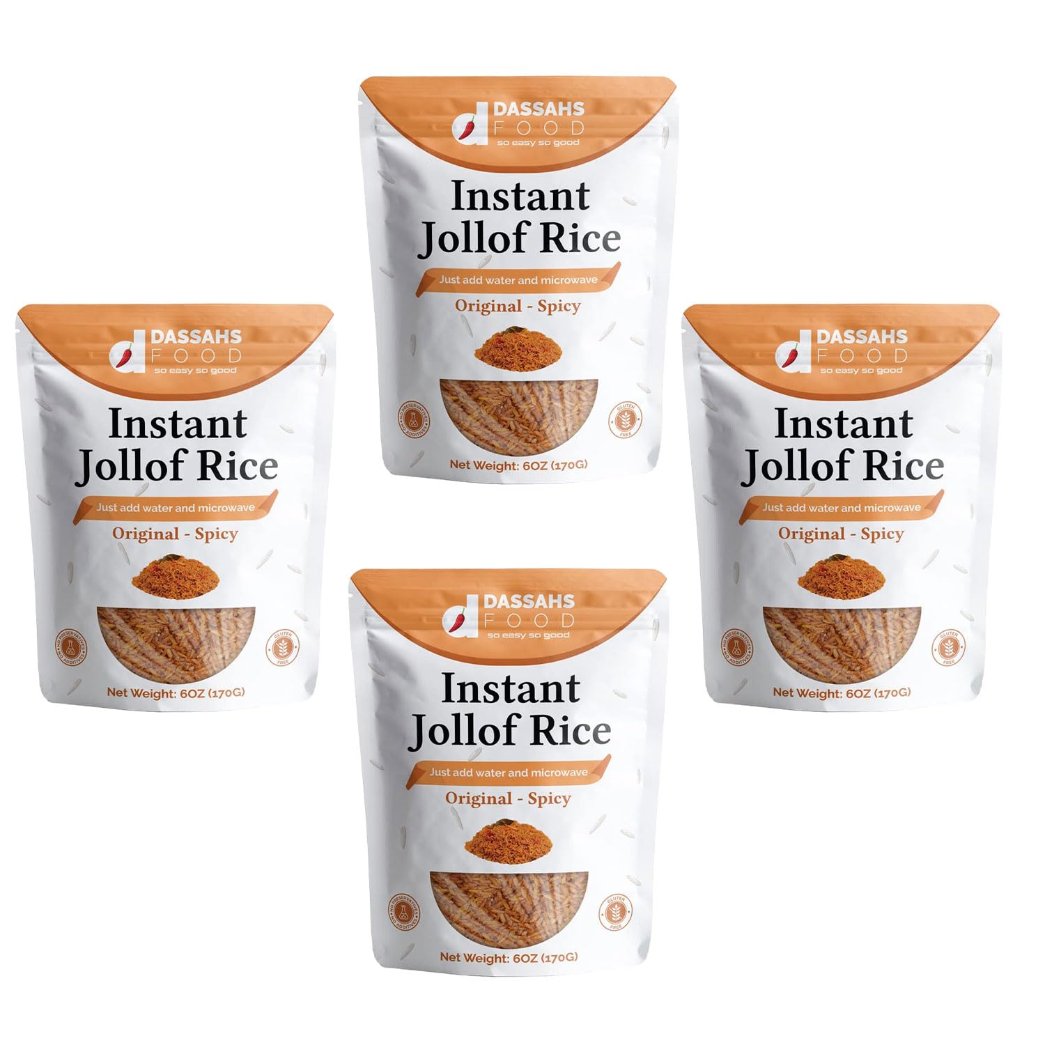Amazon.com : Dassahs Food Instant Jollof Rice, Original Spicy Quick ...