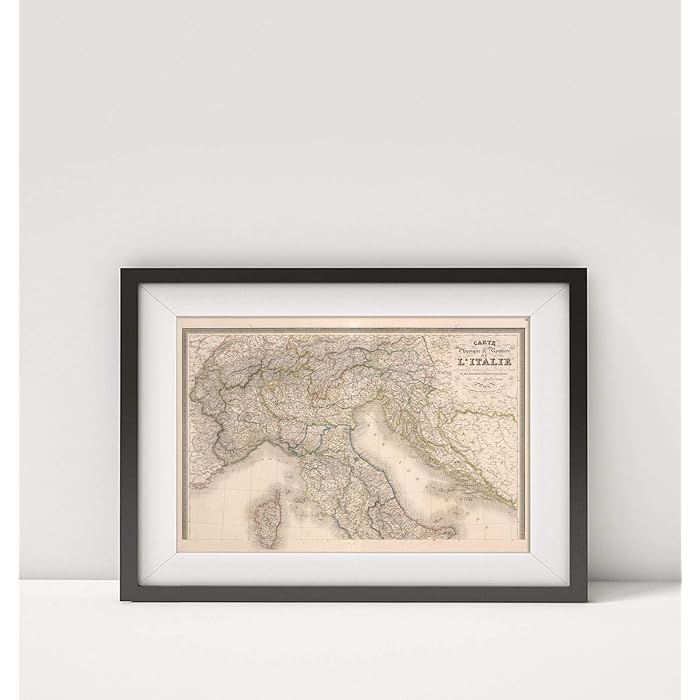 Buy 1851 Map of Italy|Carte Physique & Routiere de l'Italie (Northern ...