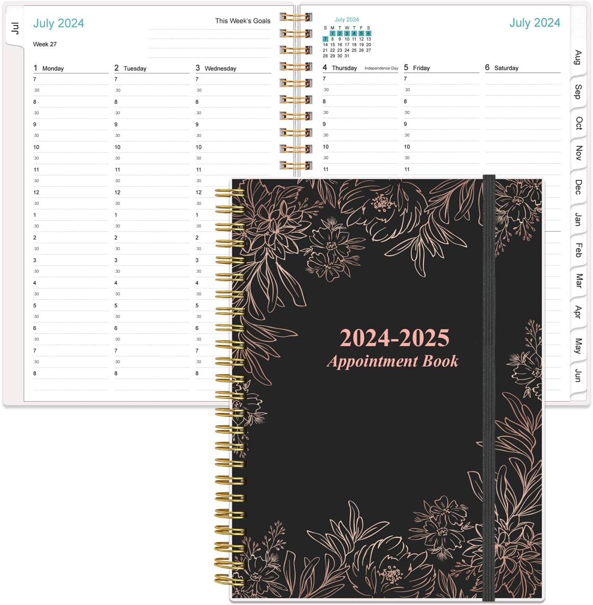 POPRUN Agenda 2024 journalier, hebdomadaire et mensuel 15,9 x 21,6 cm ...
