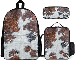 Amazon.com: DamTma Fur Cow Hide Skin Print Backpack And Lunch Box Set ...