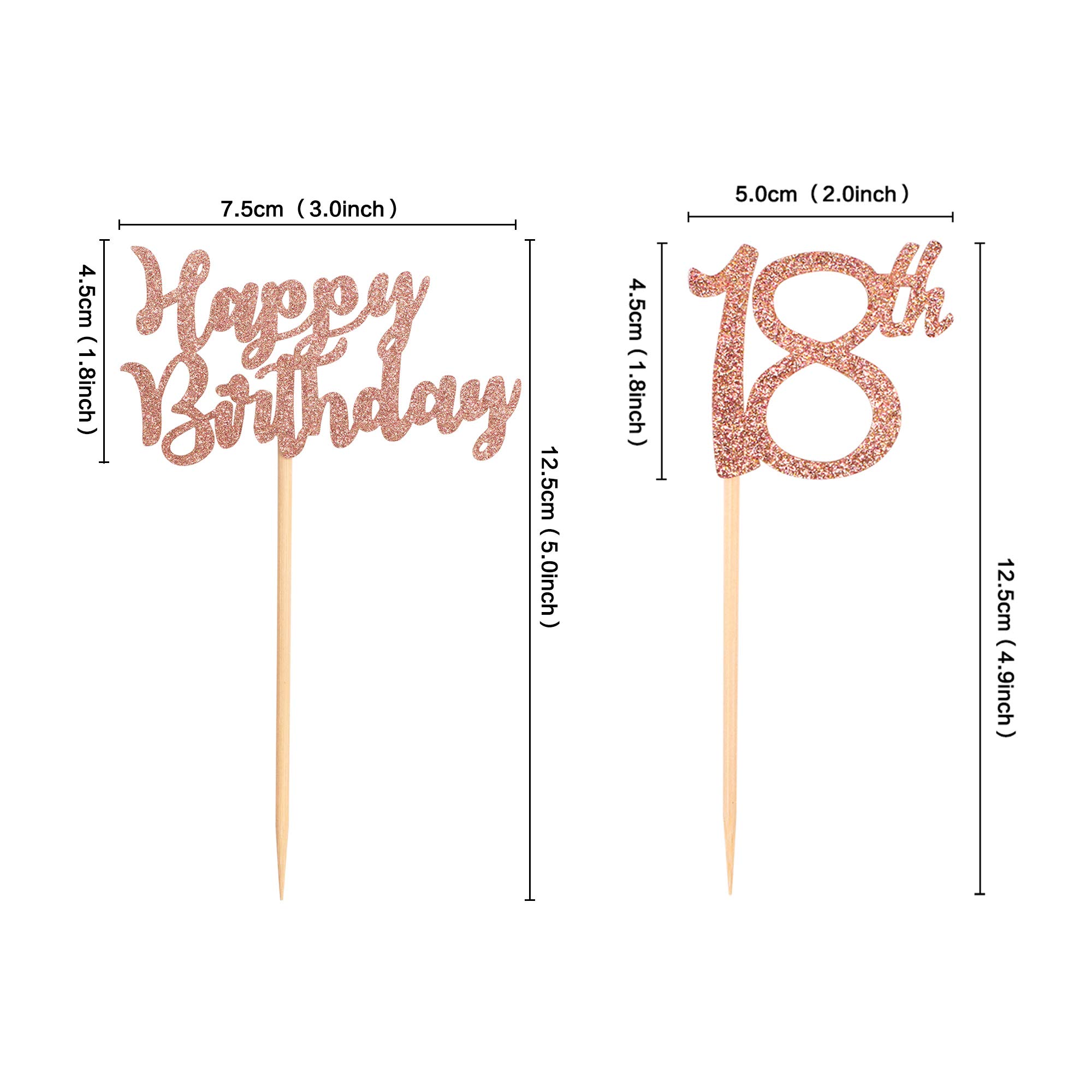 Snapklik.com : Pack Of 24 Rose Gold Glitter Happy Birthday 18 Cupcake ...