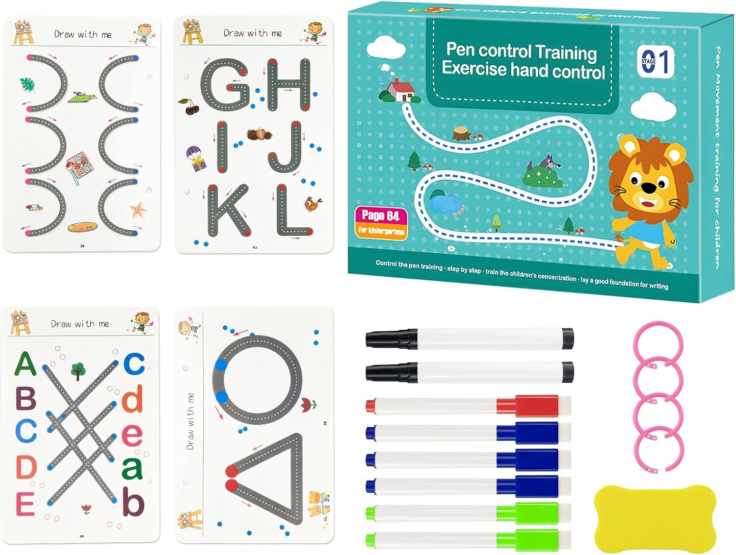 Scribble Smart Workbook - 64 Pages Reusable Tracing Workbook Set with 8 ...