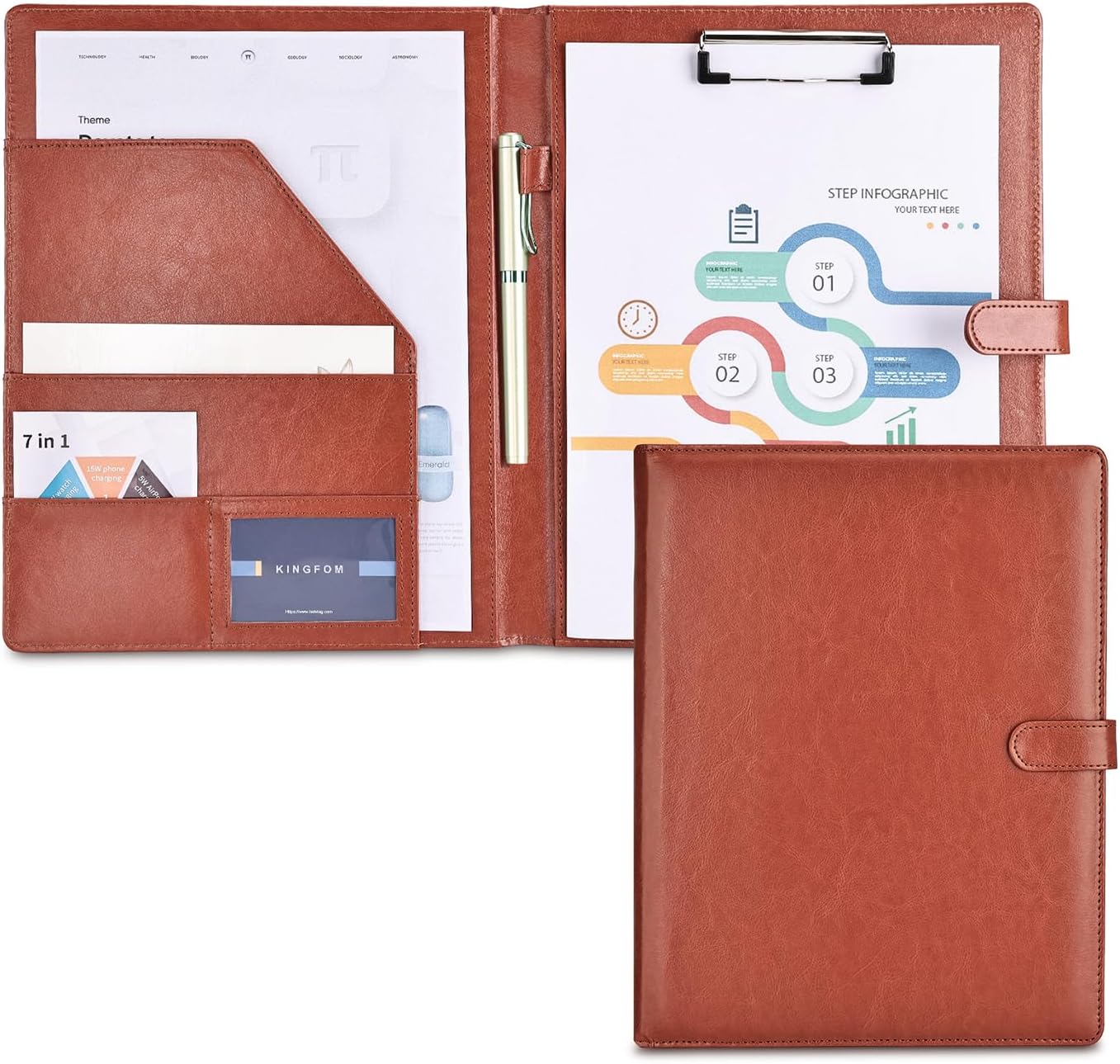 Amazon.com : KINGFOM Professional Business Padfolio Clipboard Folder ...