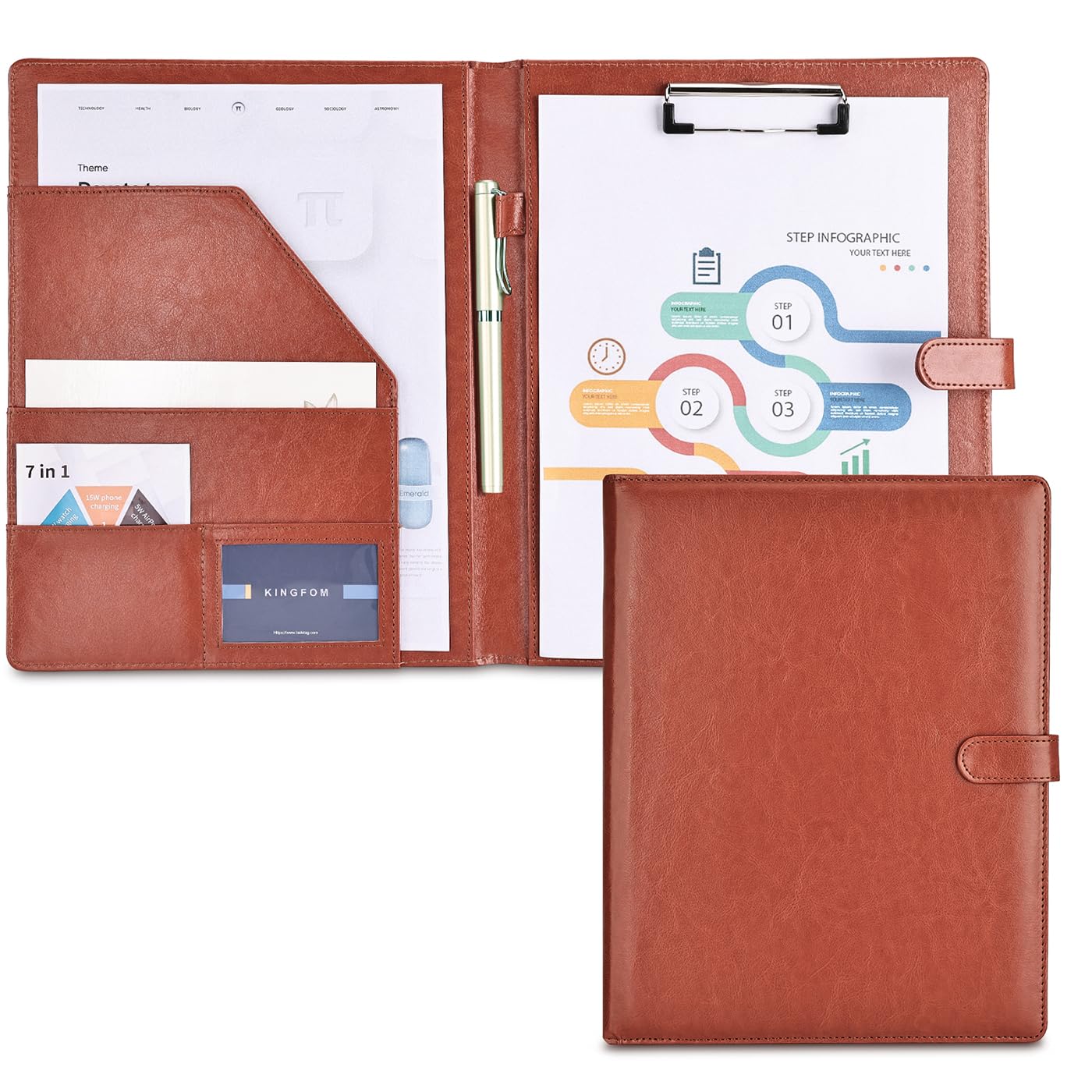 Amazon.com : KINGFOM Professional Business Padfolio Clipboard Folder ...