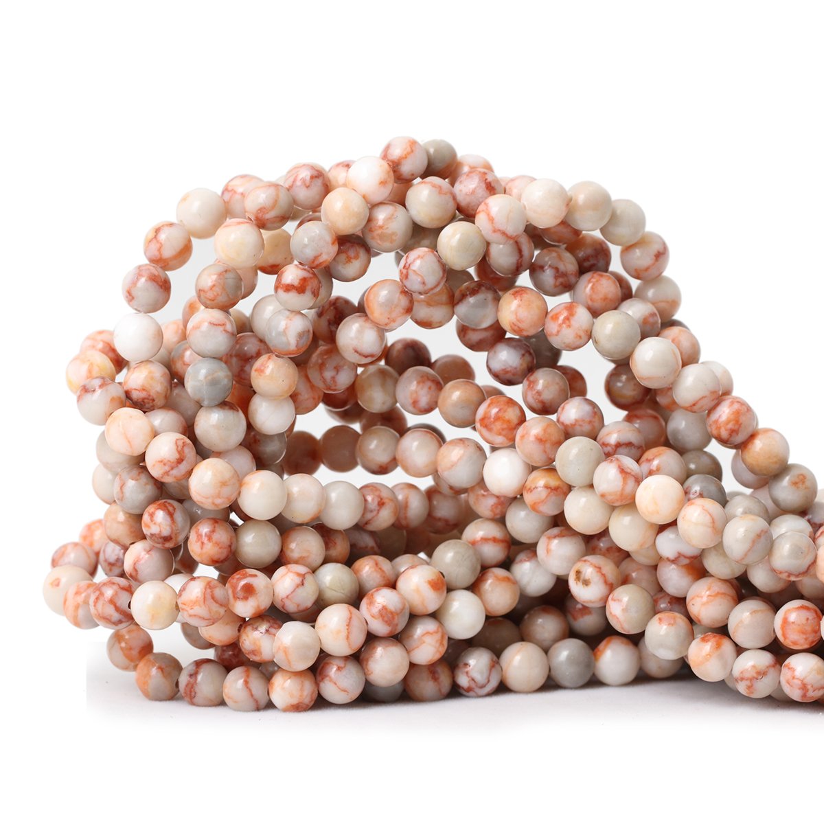 Amazon.com: CHEAVIAN 60PCS 6mm Natural Red Network Stone Round Loose ...