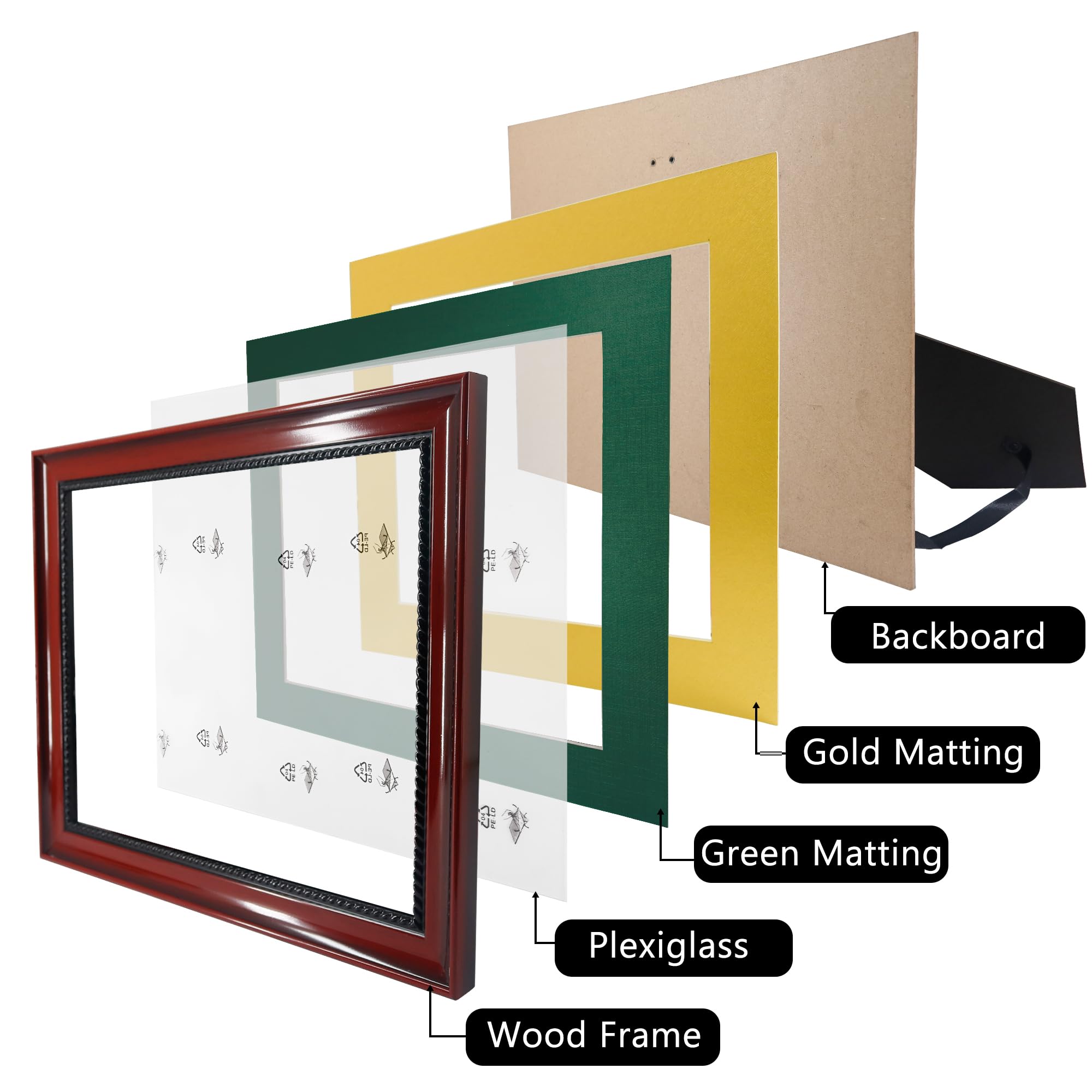 GMFrames 8.5x11 Diploma Degree Frame with Green Mat or Display 11x14 ...