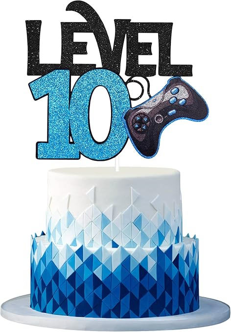 Amazon.com: Level 10 Game Birthday Cake Topper - Video Game Boy's 10th ...
