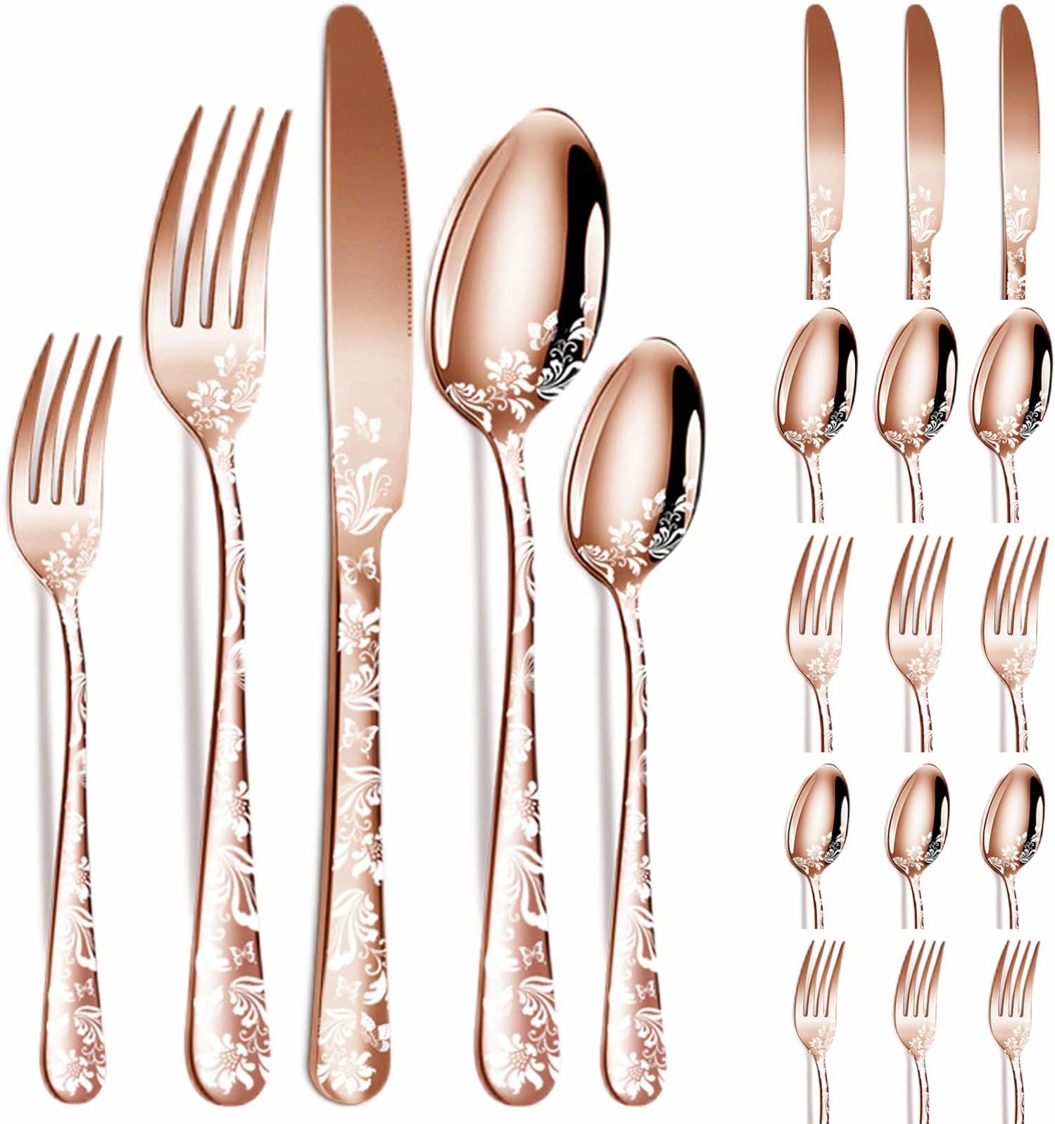 Amazon.com | Moxinox 20-Piece pink Silverware Set, 18/0 Stainless Steel ...