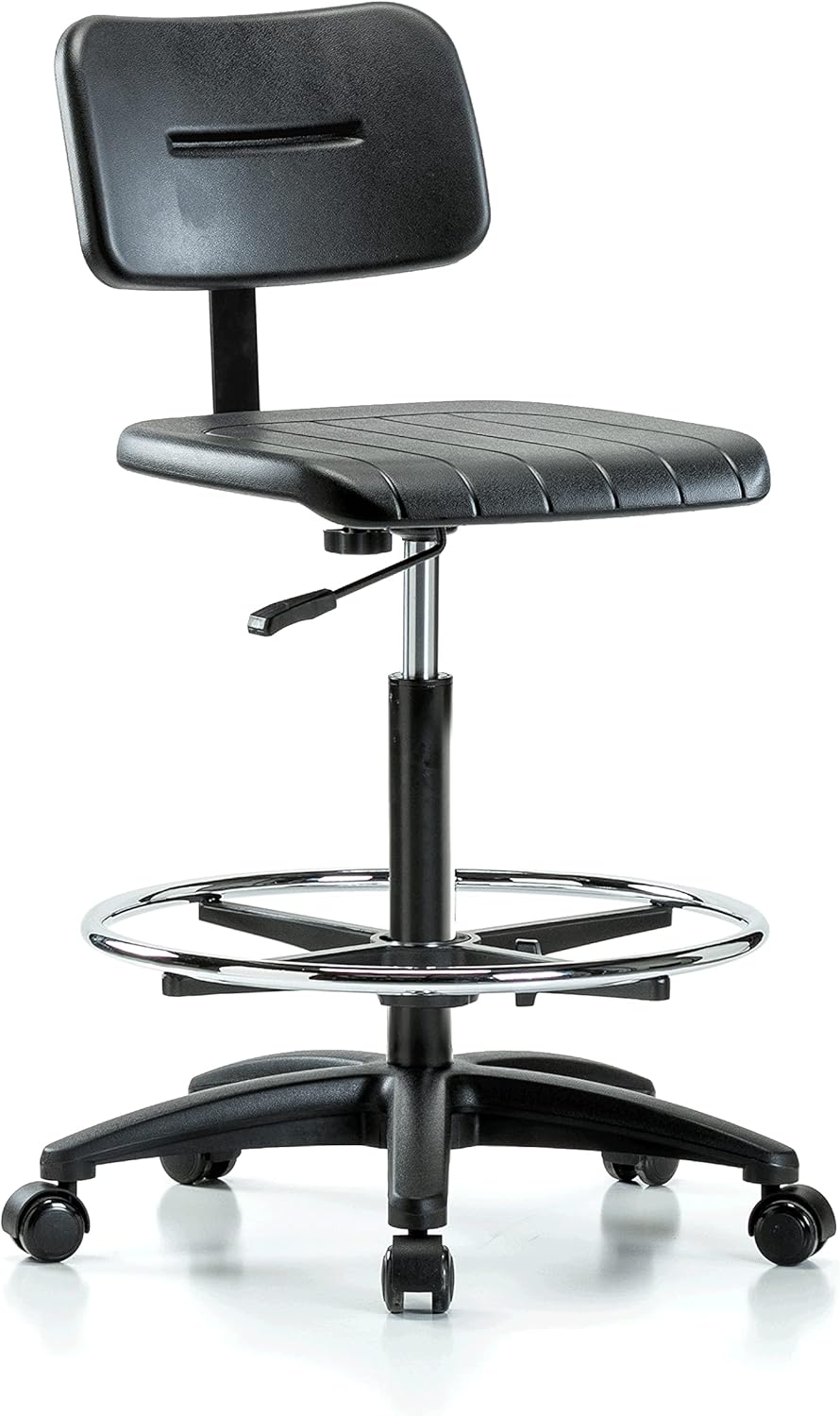 Amazon.com: Perch Industrial Work Chair with Footring and Wheels for ...