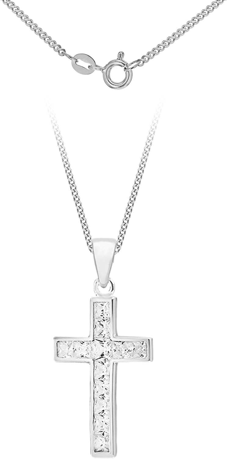 Tuscany Silver Women's Sterling Silver Cubic Zirconia Cross Pendant on ...