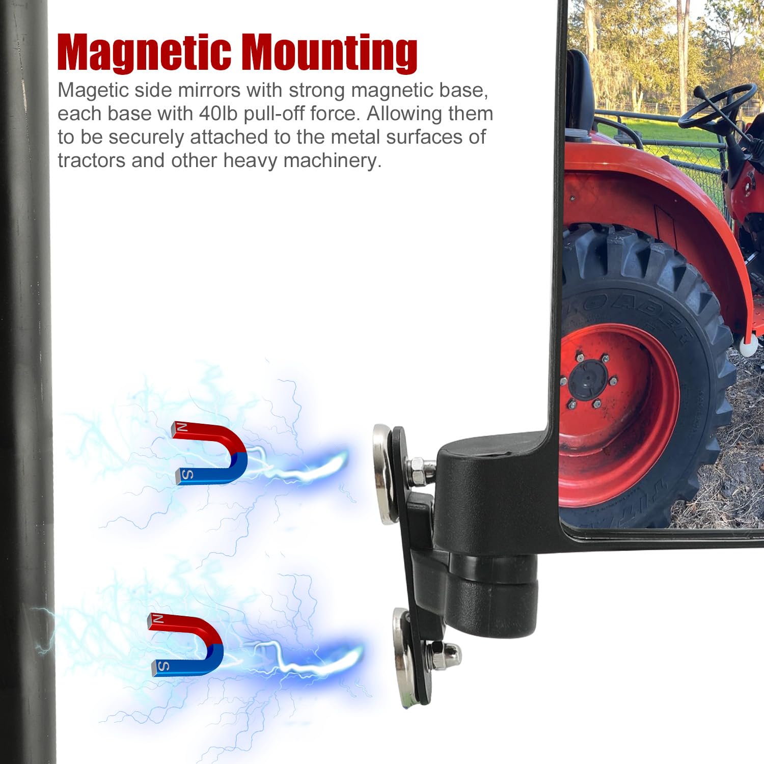 Snapklik.com : SUNPIE Magnetic Tractor Side Mirrors Large Magnet Rear ...