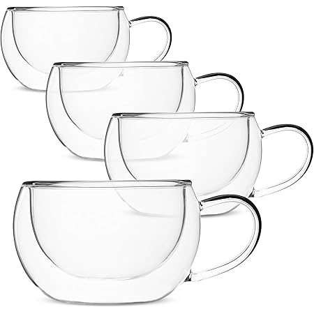 Amazon.com | BTaT- Stackable Insulated Coffee Mugs, Glass Tea Mugs, Set ...