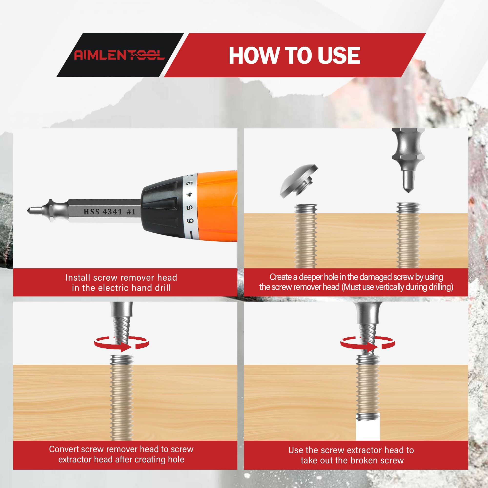 Snapklik.com : 6PC Damaged Screw Extractor Set, Remover Kit For ...