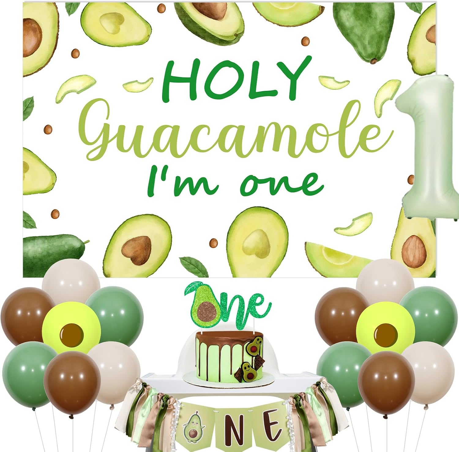 Amazon.com: Kreatwow Avocado First Birthday Party Decorations Holy ...