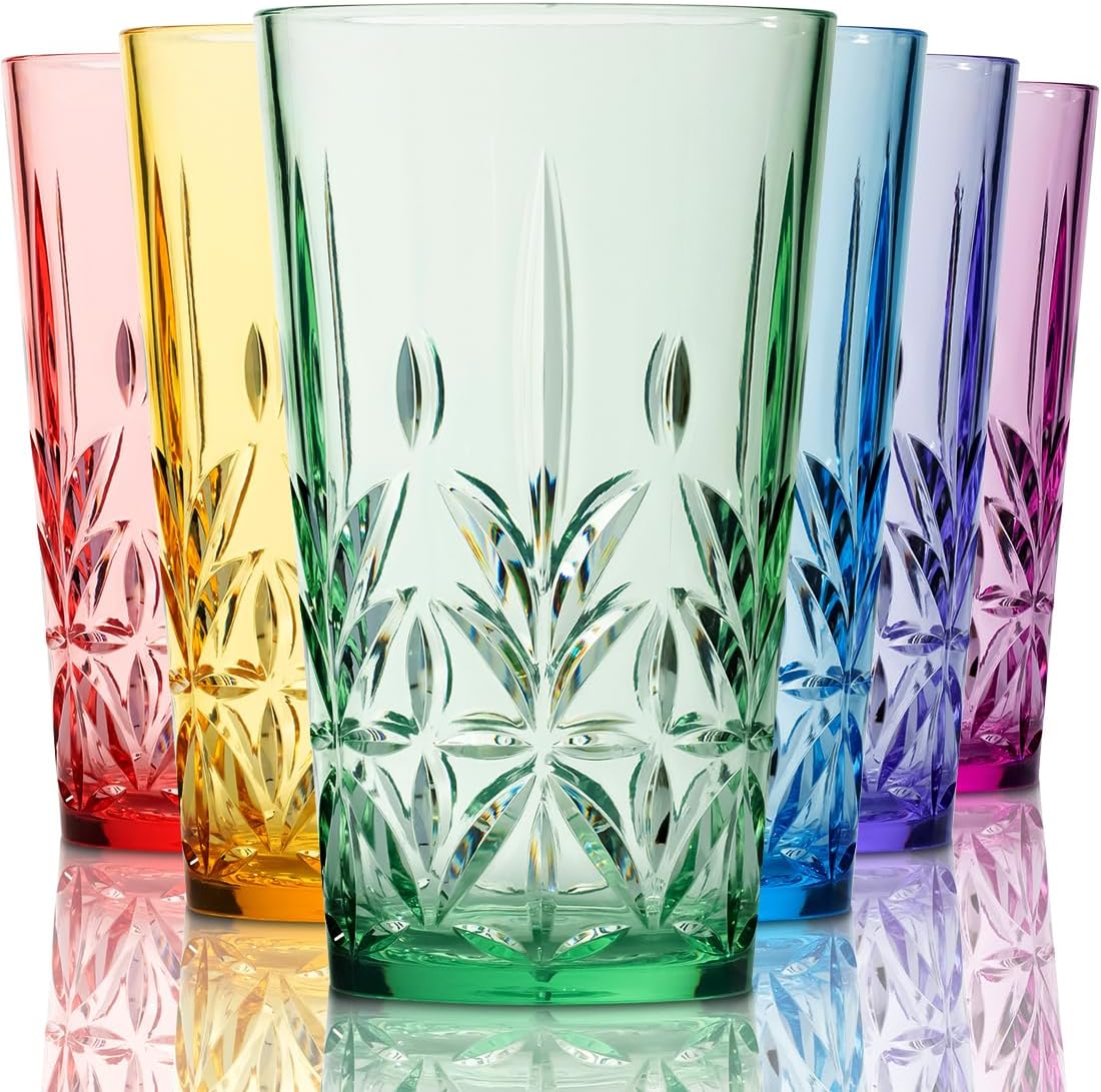 Amazon.com | KLIFA- OGDEN- Set of 6, Acrylic Tumbler Drinking Glasses ...