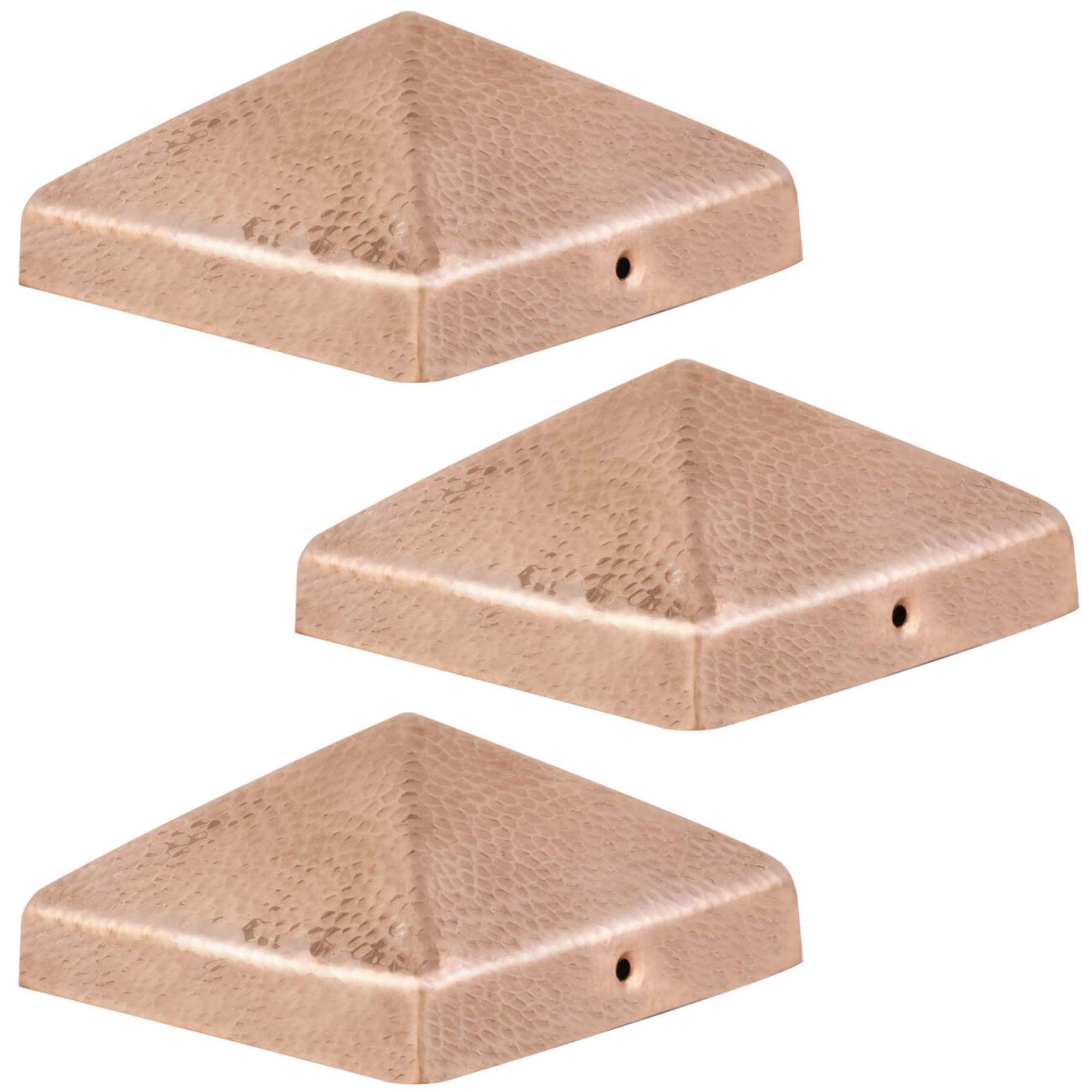 6x6 Hammered Copper Pyramid Post Caps (3-Pack) - Extended Lip - Solid ...