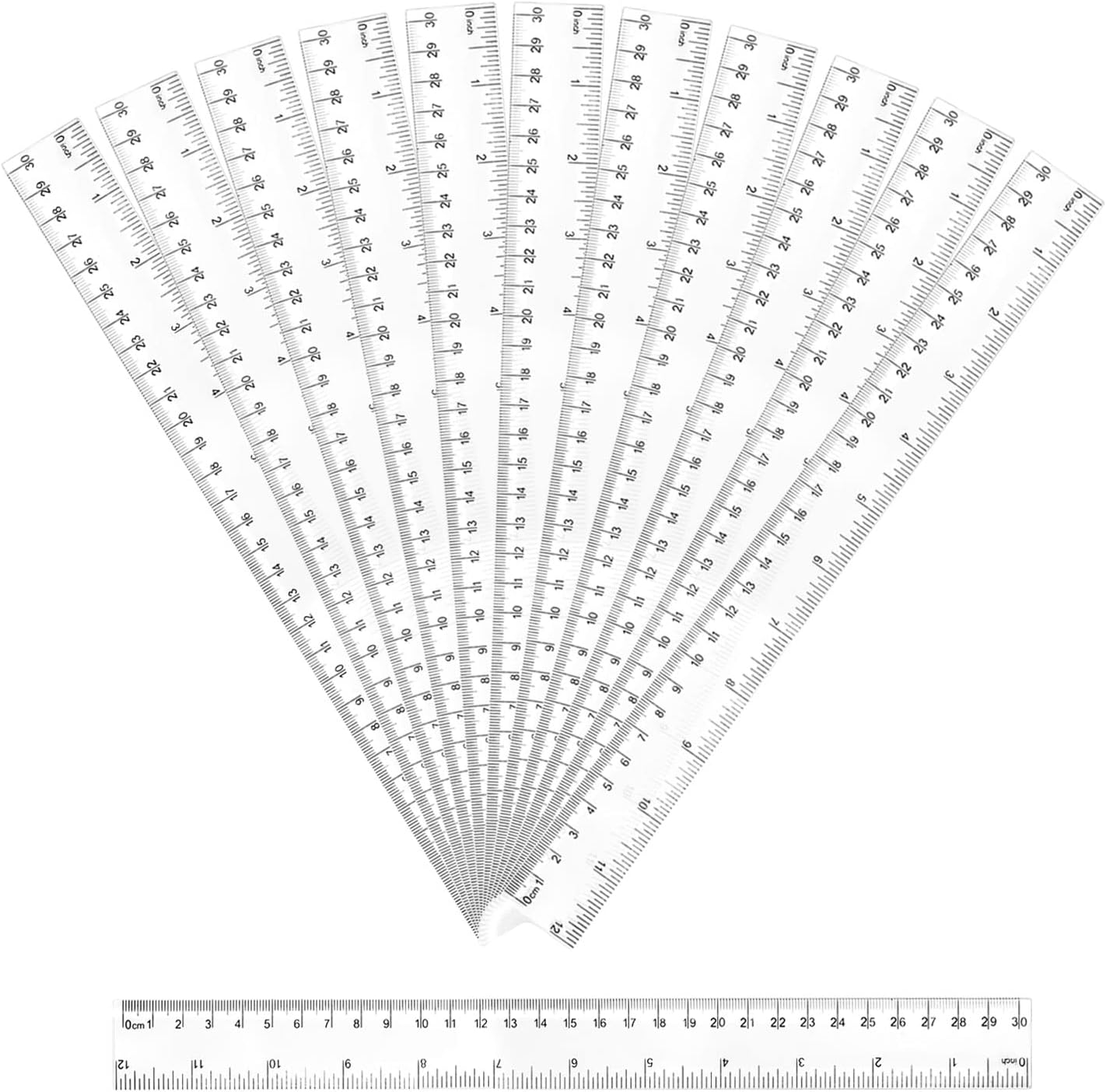 AIEX 10pcs Wooden Rulers with 2 Precise Scales, Single Printed Wooden ...