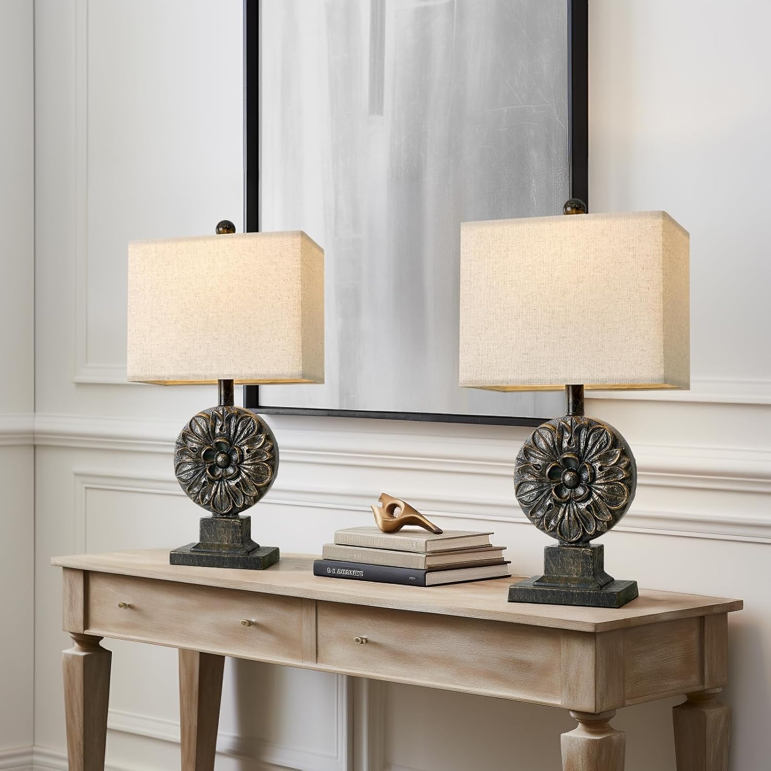 Amazon.com: PoKat 21" Rustic Table Lamps Set of 2, Farmhouse Lamps ...