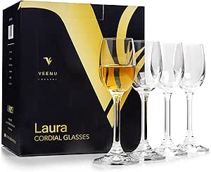 Veenu Crystal Wine Glasses Set of 4 Unique Crystal Cordial Stemmed Red & White Port Wine Glass ...