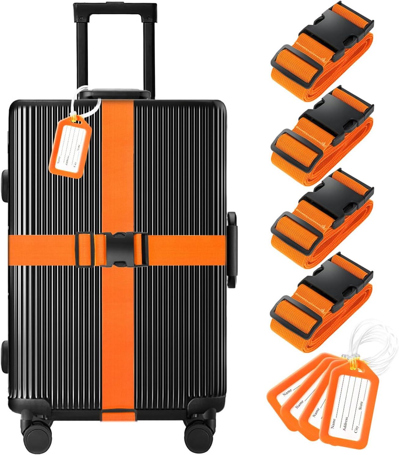 Amazon.com: 8 Pack Luggage Straps and Tags Set (4 Straps, 4 Tags ...