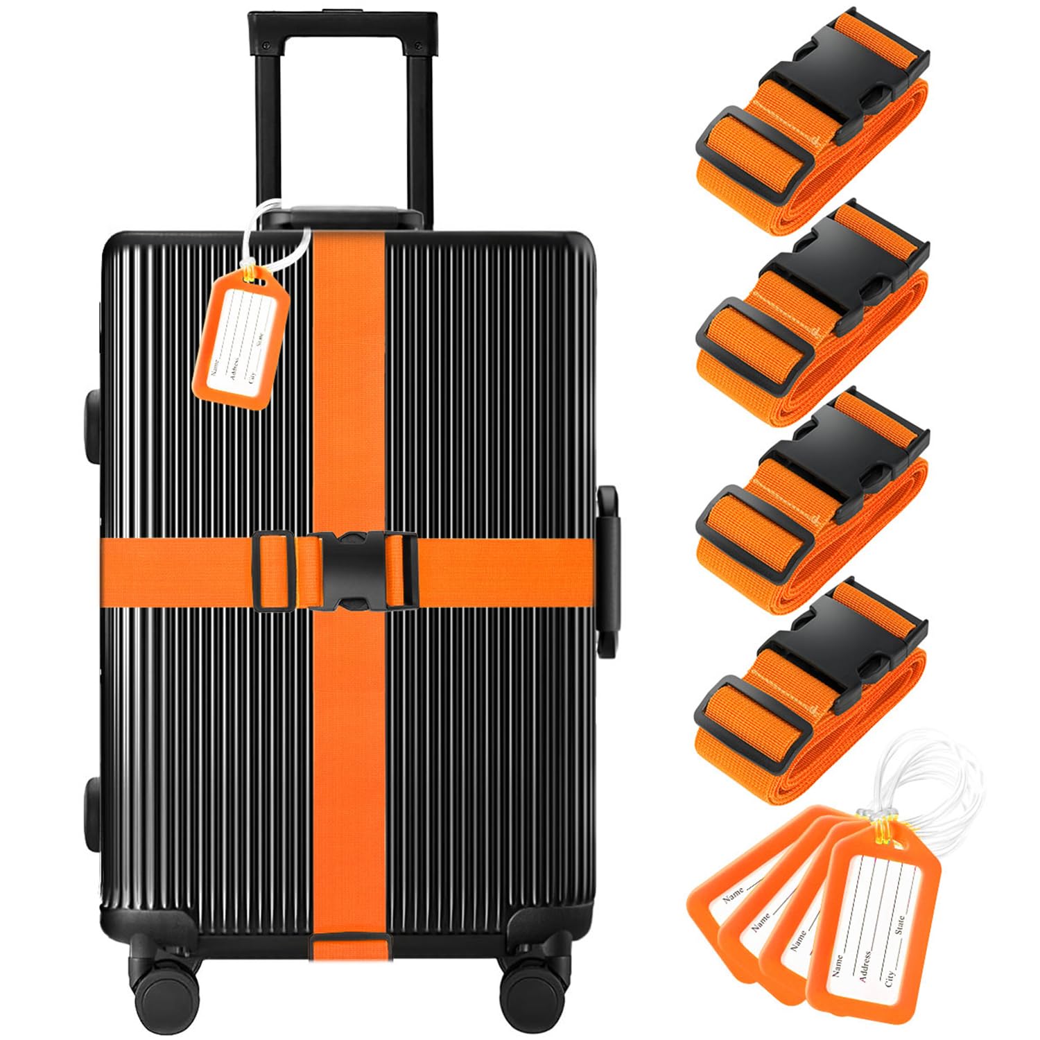 Amazon.com: 8 Pack Luggage Straps and Tags Set (4 Straps, 4 Tags ...