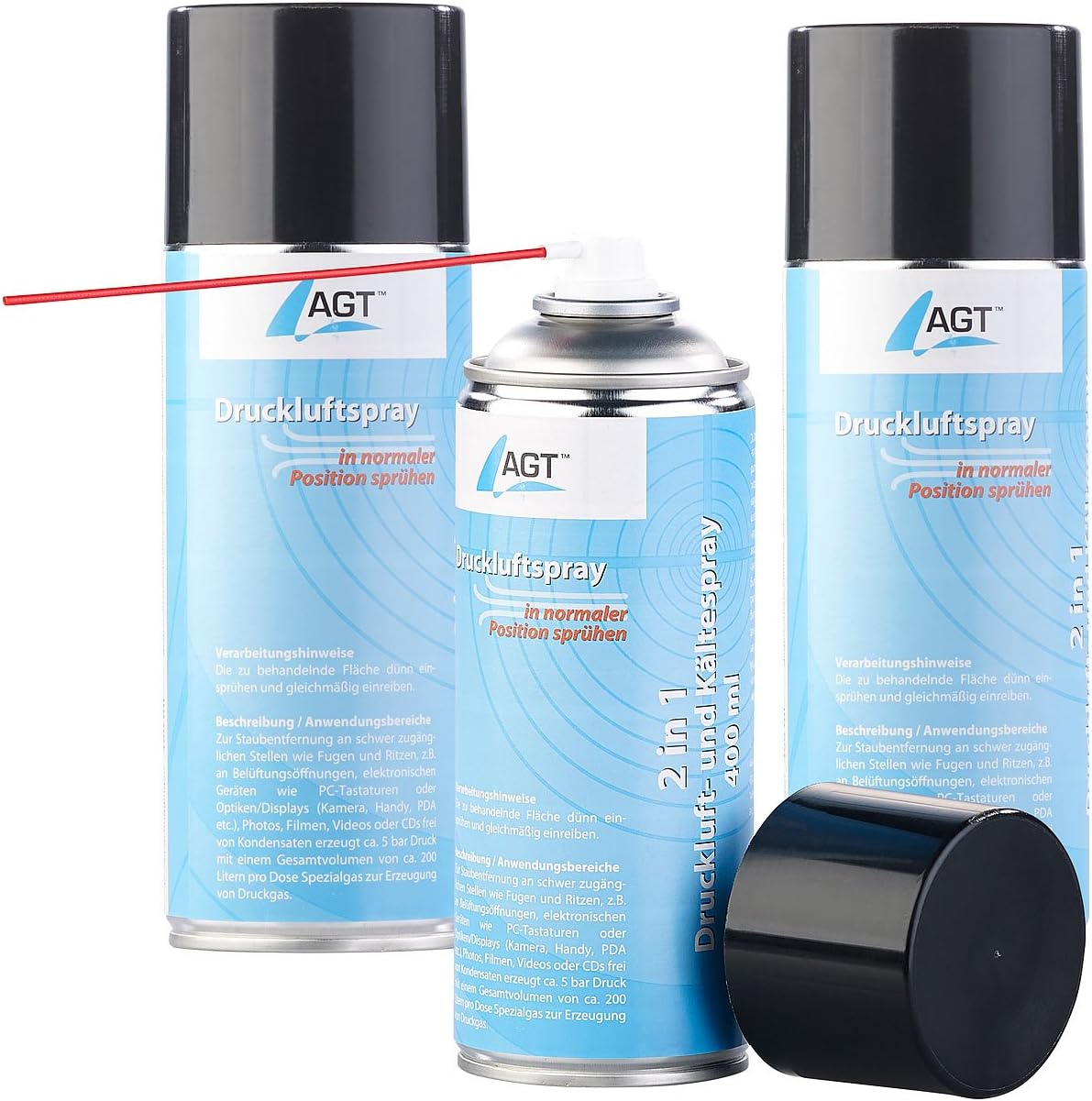 AGT Luftspray: 3er-Set 2in1-Druckluft- und Kältespray bis -40 °C, 400 ...